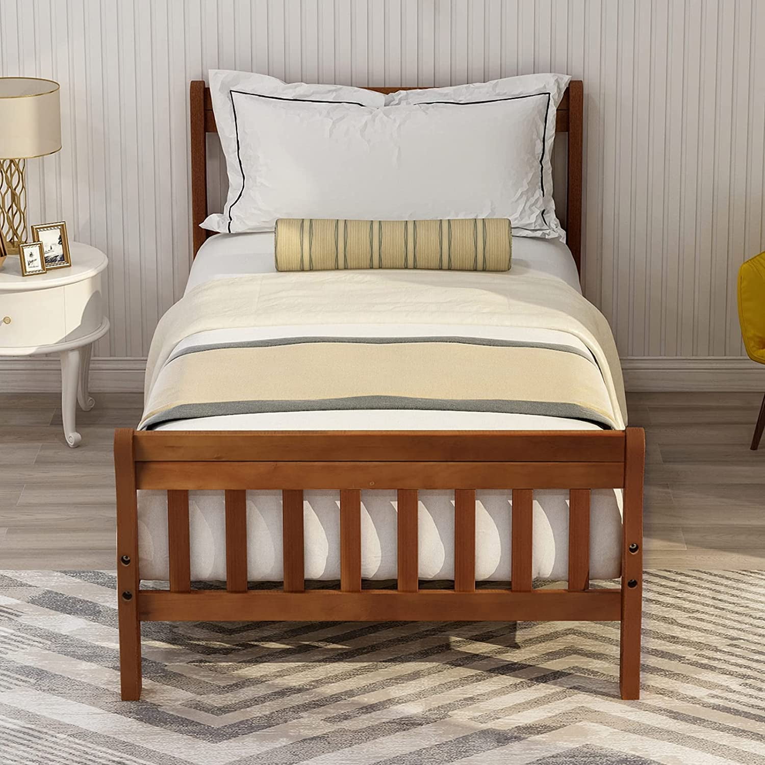 Harper & Bright Designs Wood Twin Size Modern Sleigh Bed for Kids ...