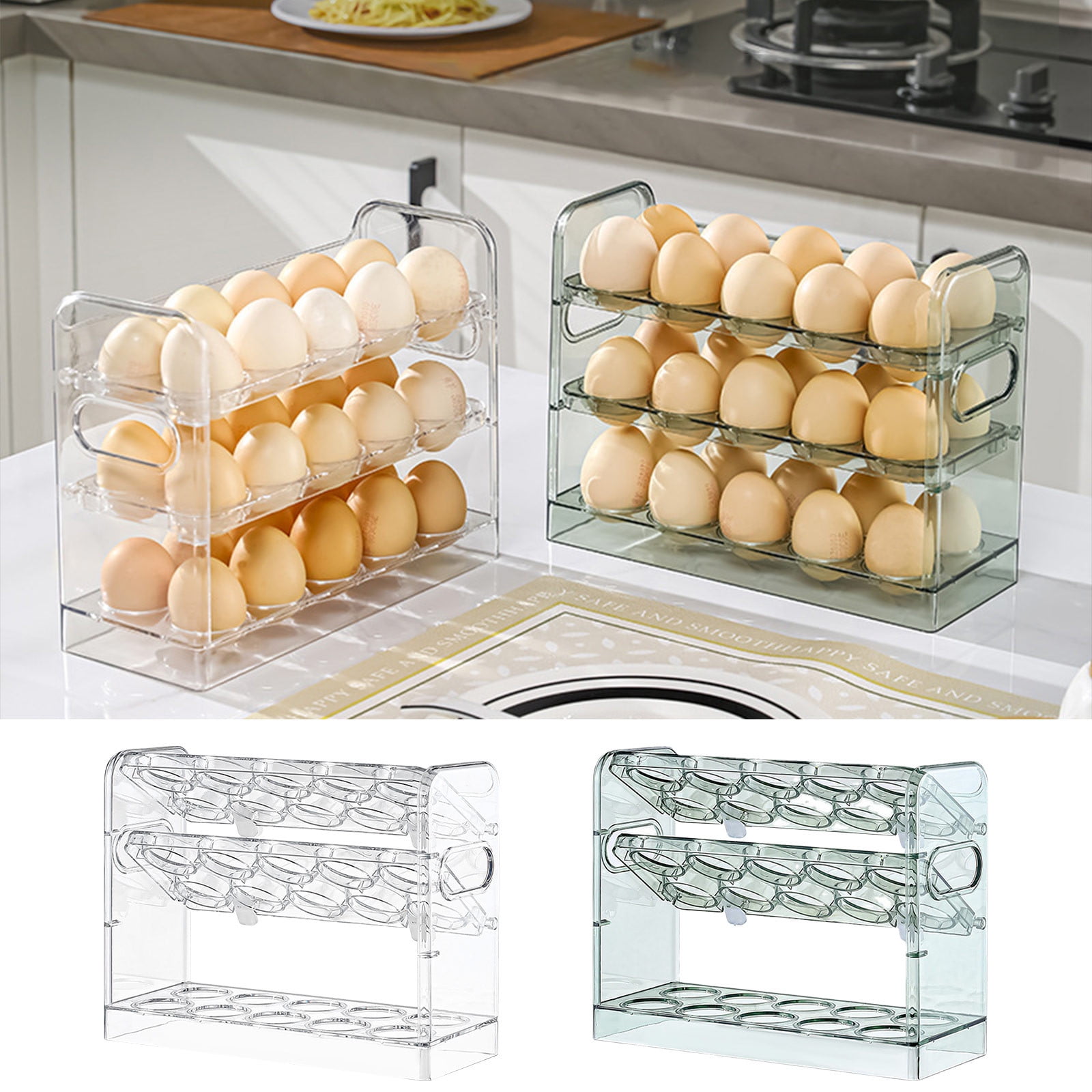 Harpi Egg Holder for Fridge, Egg Container for Refrigerator, 3-Tier ...