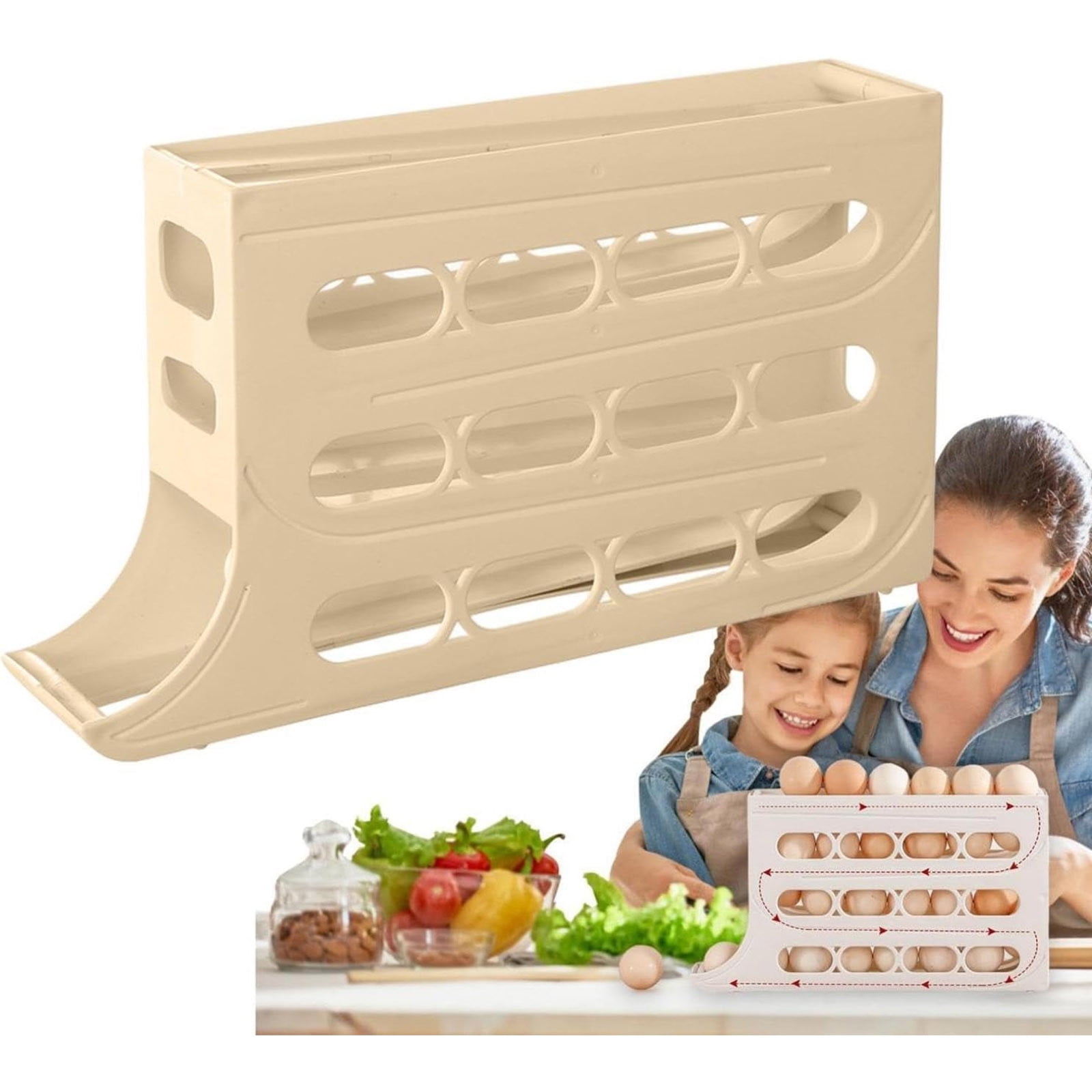 Harpi Egg Holder for Fridge, Egg Storage for Refrigerator, 4 Tiers Auto ...