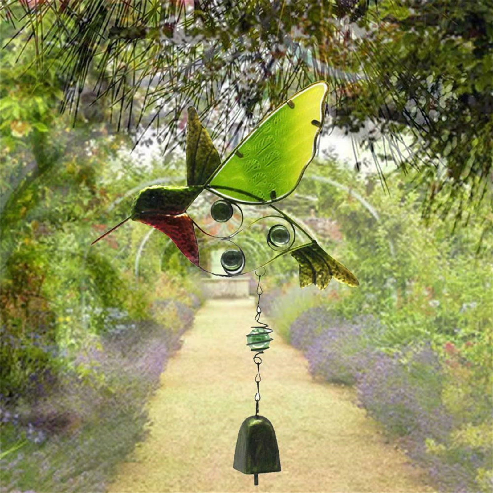 Harpi Hummingbird Wind Chimes Bells, Stained Glass Wind Chime Metal ...