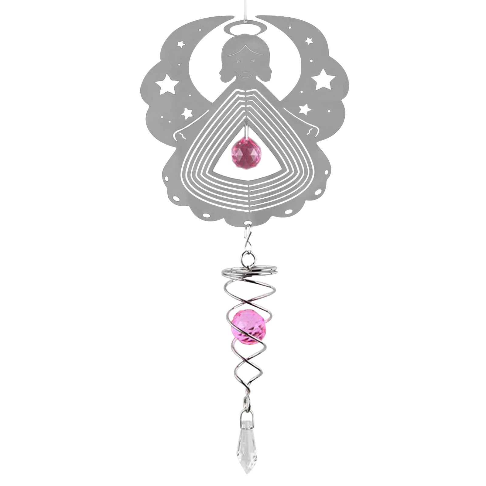 Harpi Reflective Angel Wind Spinners Outdoor- 3D Silver Garden Spinner ...