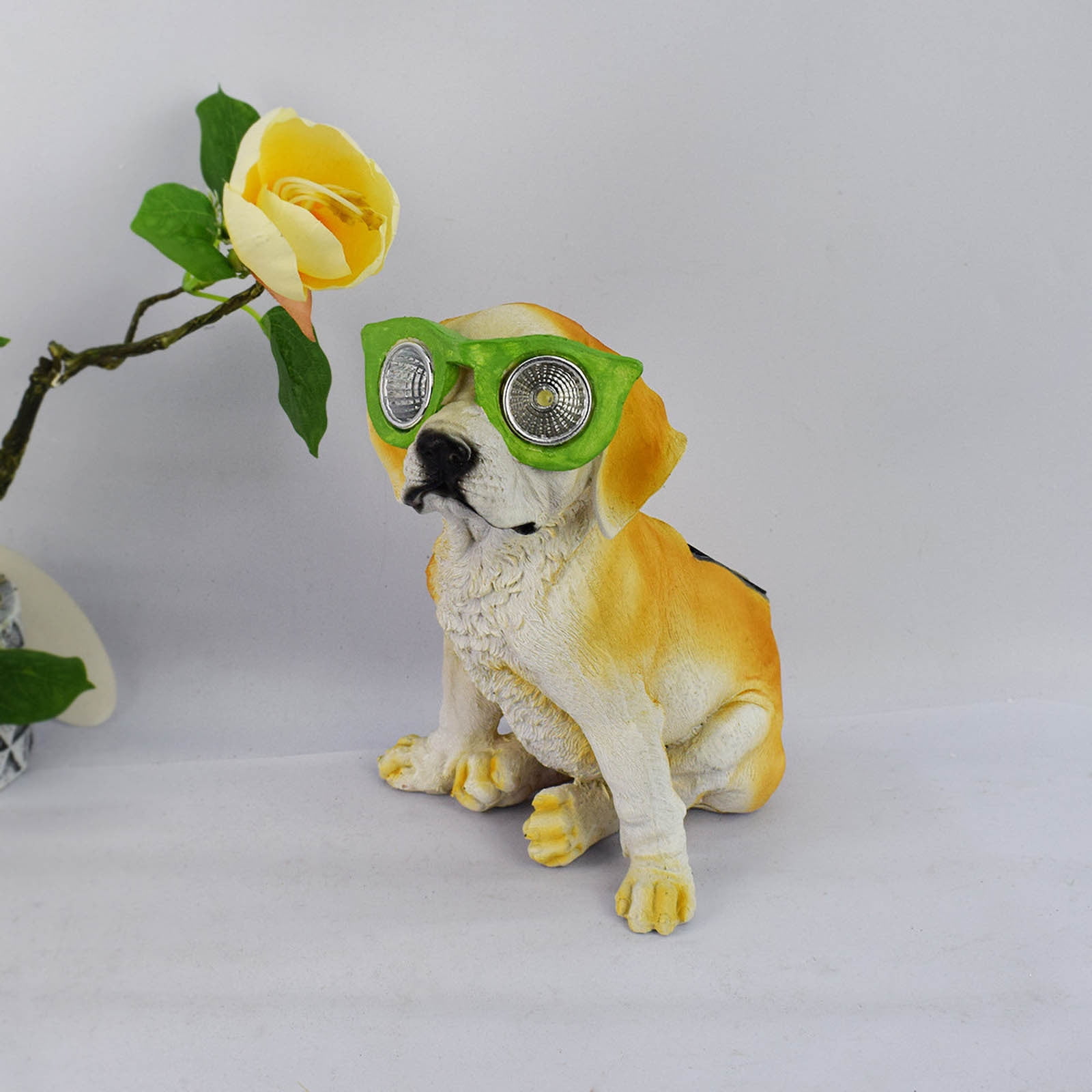 Harpi Solar Garden Lights - Dog Statues Outdoor Decor, Glasses Dog with ...