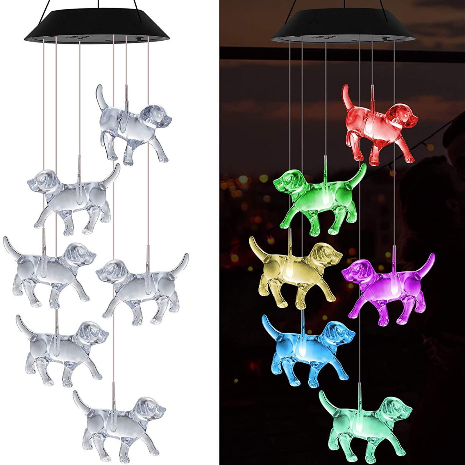 Harpi Solar Puppy Dog Wind Chimes, Color Changing Solar Wind Chimes for ...