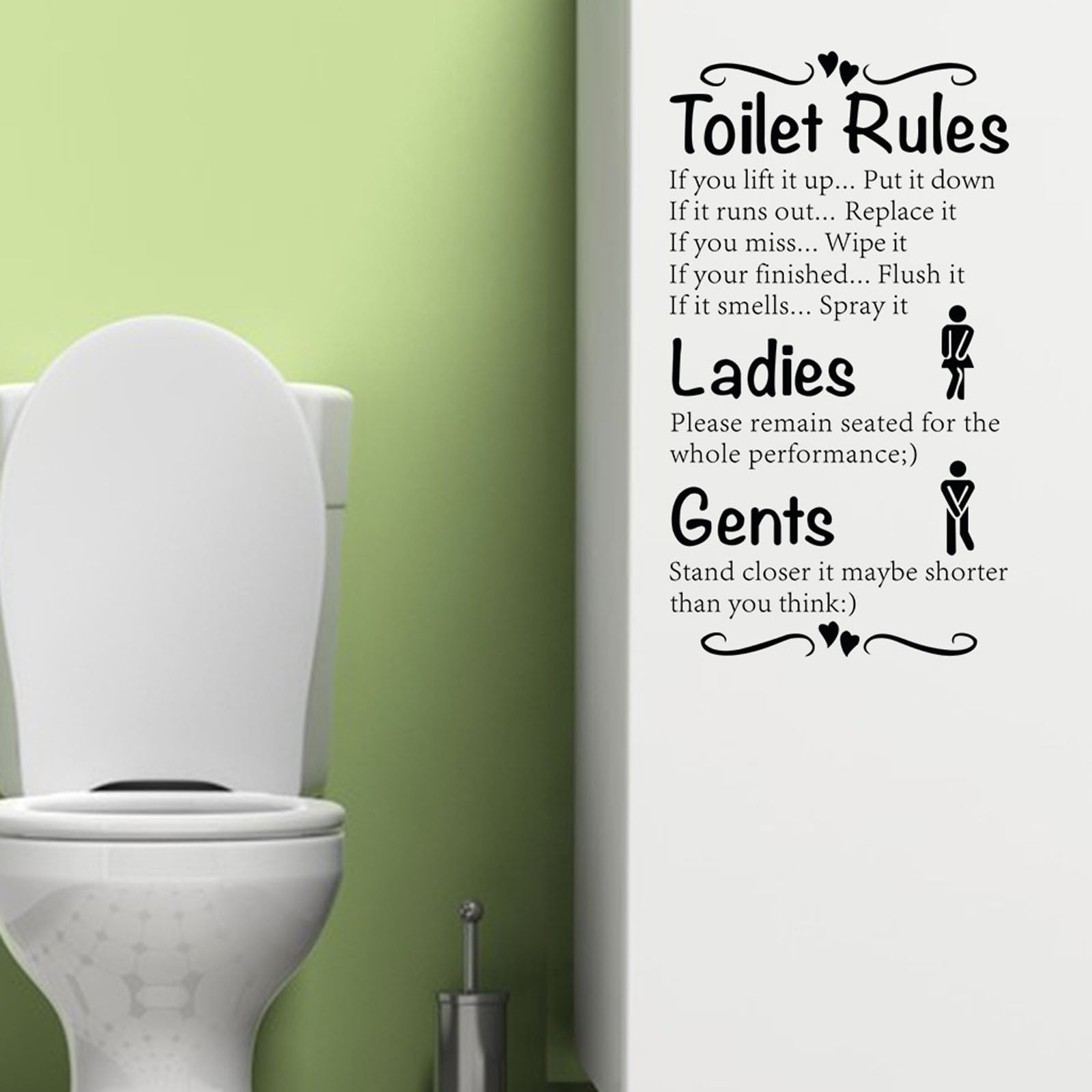 Harpi Wall Decals Clearance Toilet Rules Wall Stickers, Humorous Wall ...