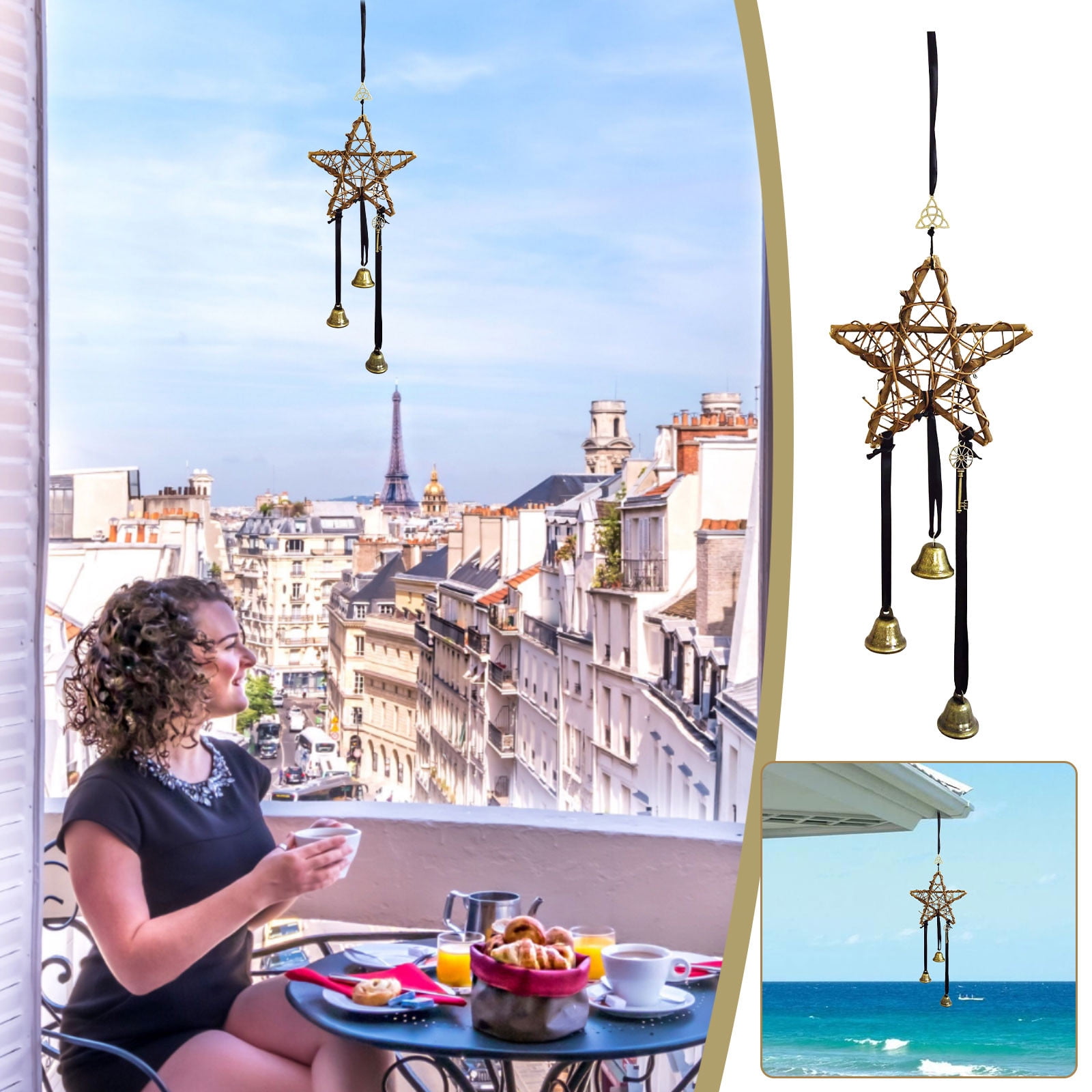 Harpi Wind Chimes for Outside Clearance, Wiccan Bell Wind Chimes Witch ...