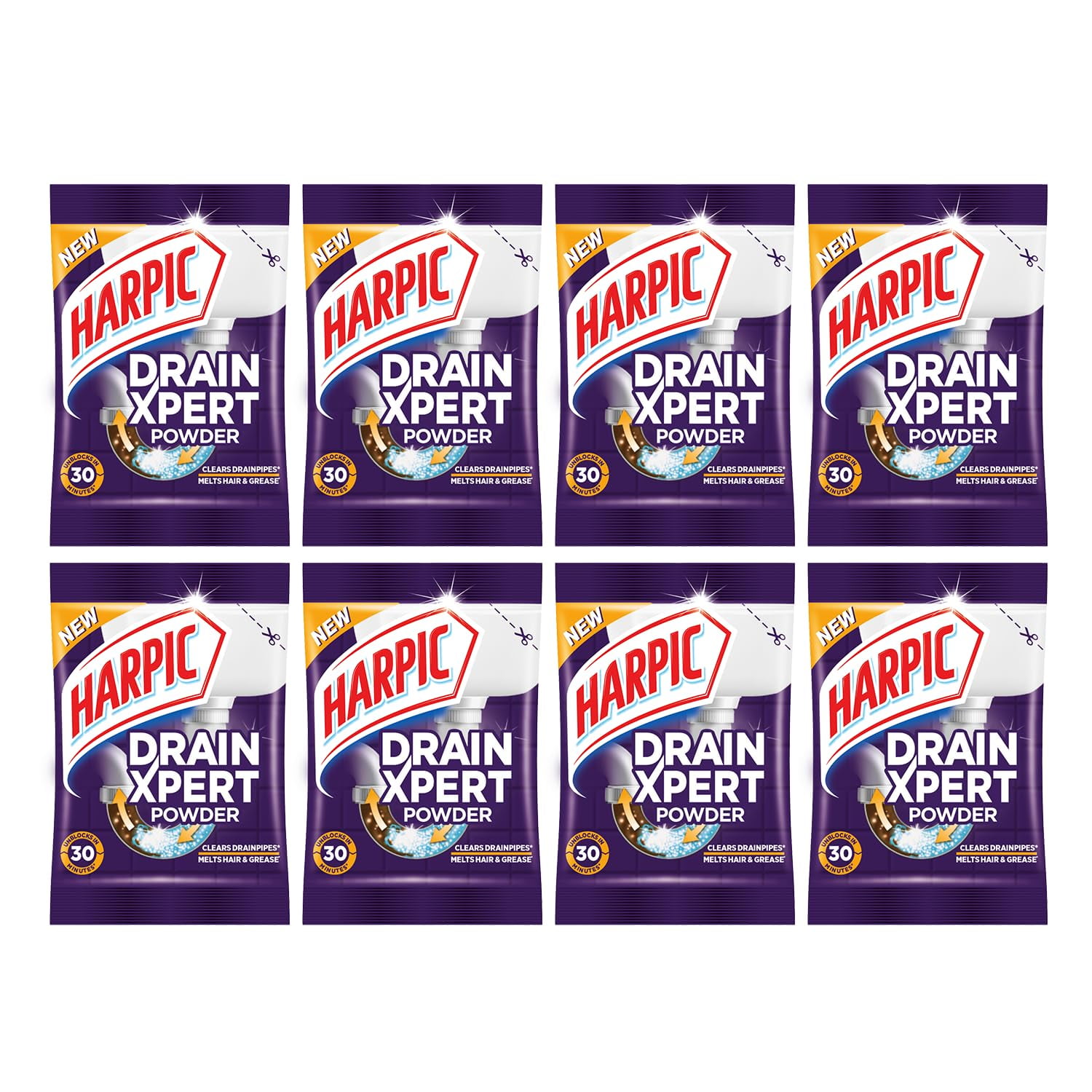 Harpic DrainXpert Drain Cleaner Powder Effective Sink Cleaner, Drain ...