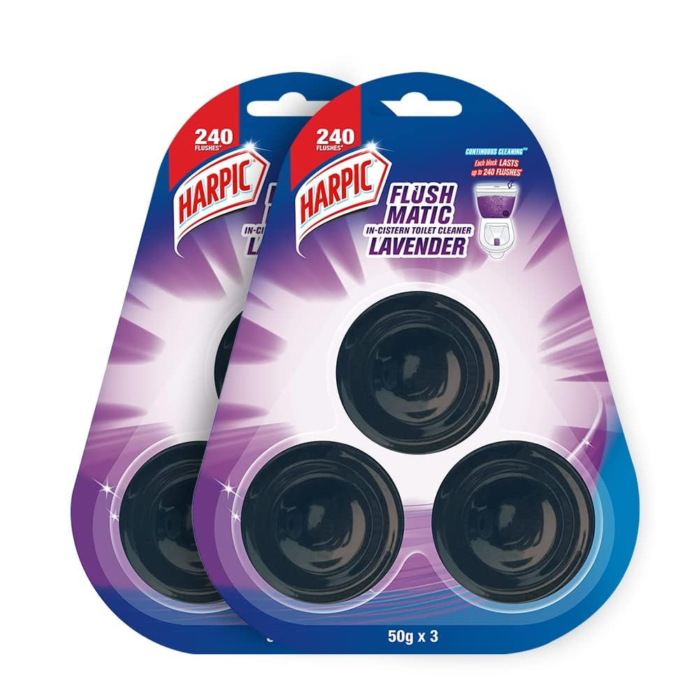 Harpic Flushmatic In-Cistern Toilet Cleaner Blocks, Lavender Lasts Up ...