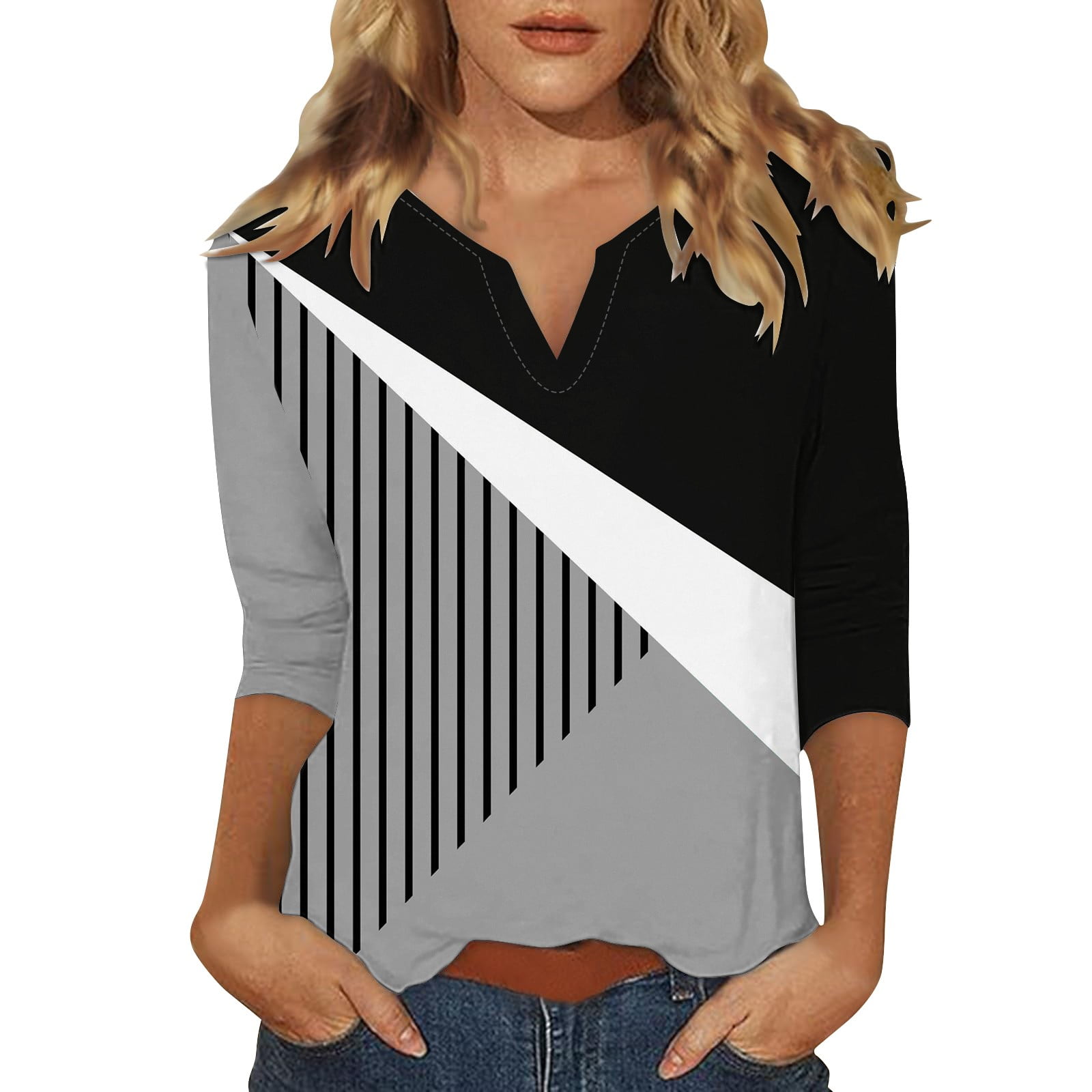 Harpily 50% Off Clear! Womens Long Sleeve Sweater 3/ Sleeve Tops For ...