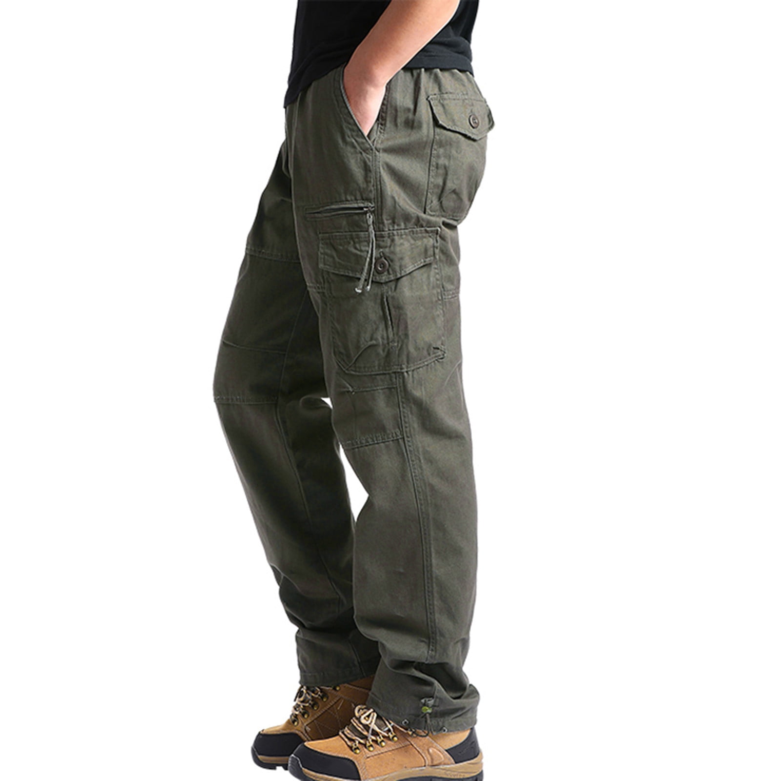 Harpily Cargo Pants For Men Fashion Casual Multi Pocket Zipper Buckle