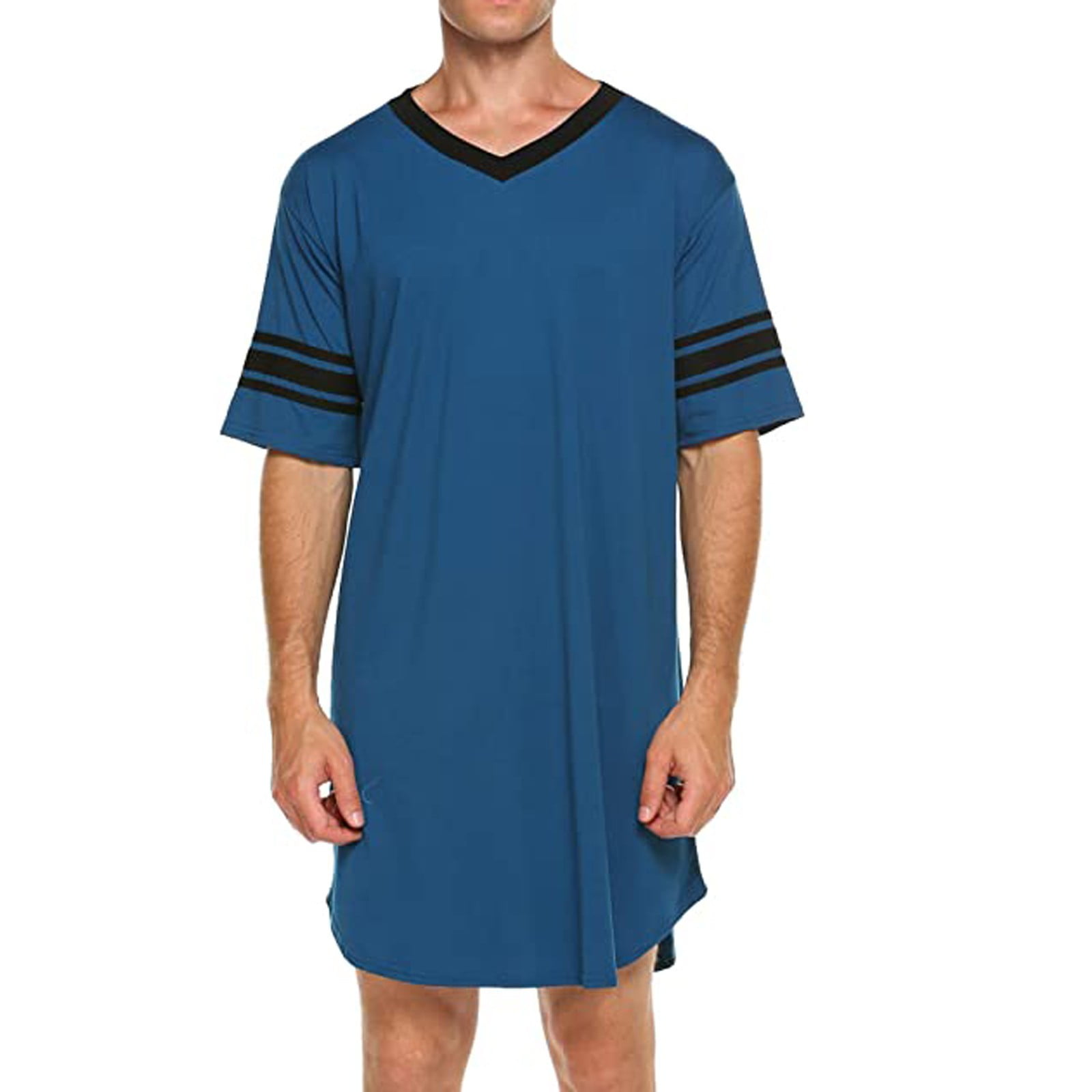 Harpily Clearance Prime Men's Sleepwear Men'S V Neck Nightshirts Short ...