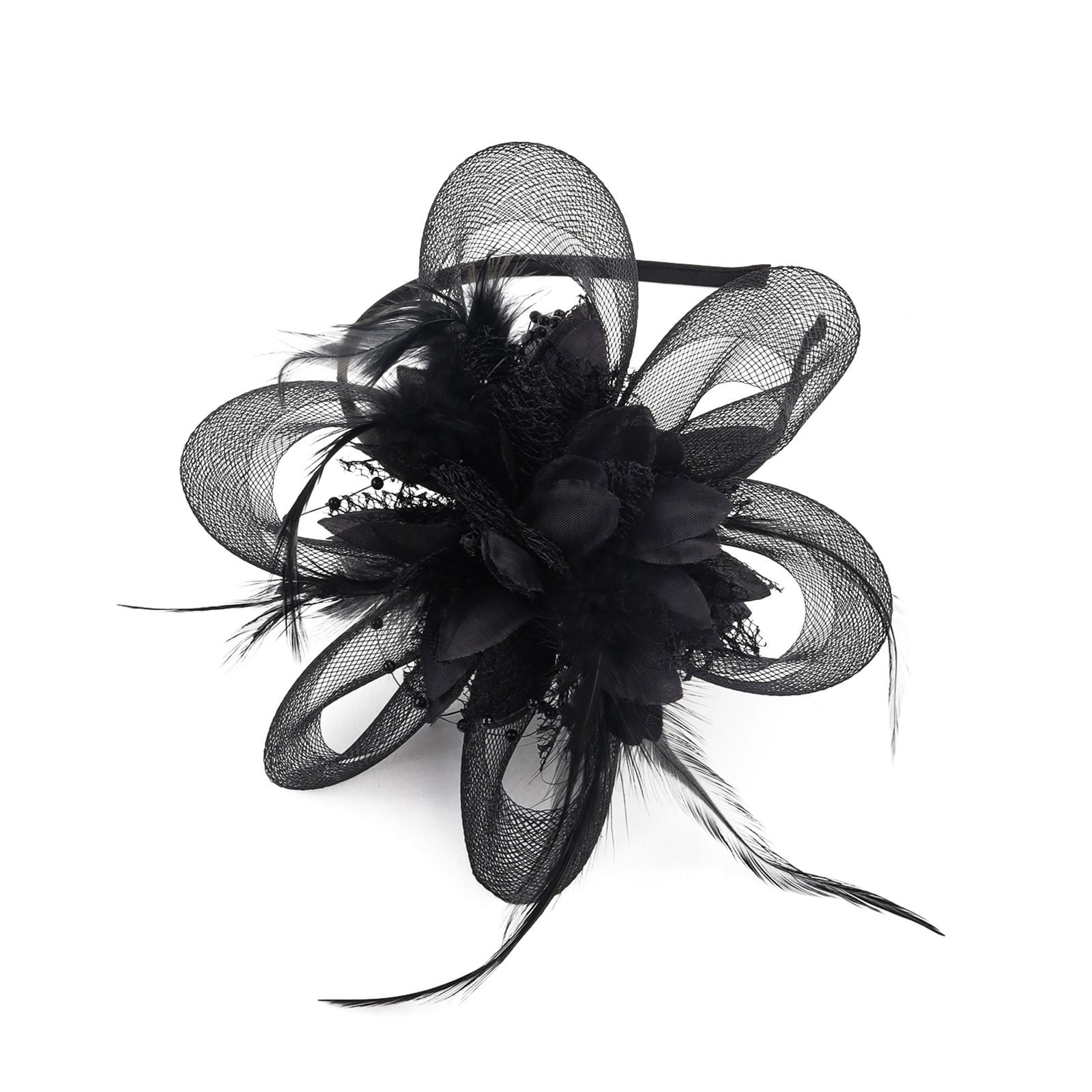 Harpily Headbands for Women Girl Lady Hat Headwear Church Feather Clip ...