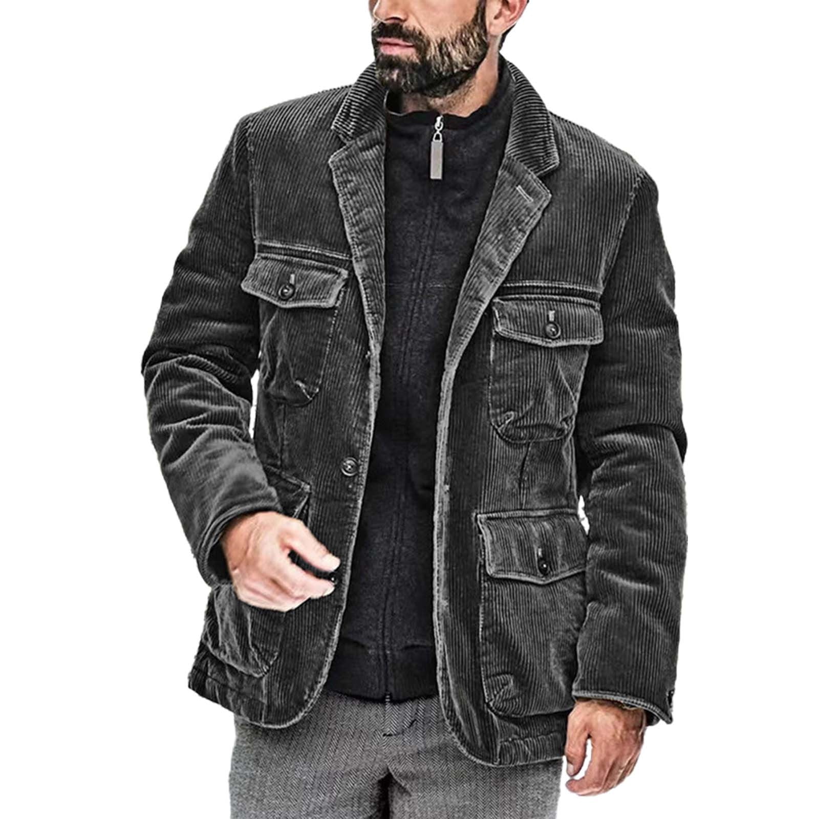 Harpily Men Denim Jackets Plus Size Winter Button Coat Lapel Long