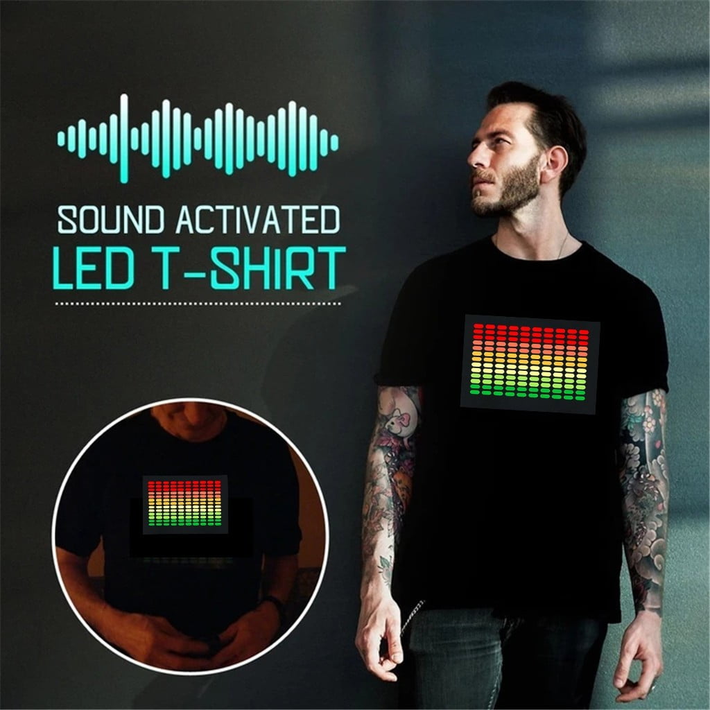 Harpily Men Dress Shirts Party Disco DJ Sound Activated LEDLight Up and ...