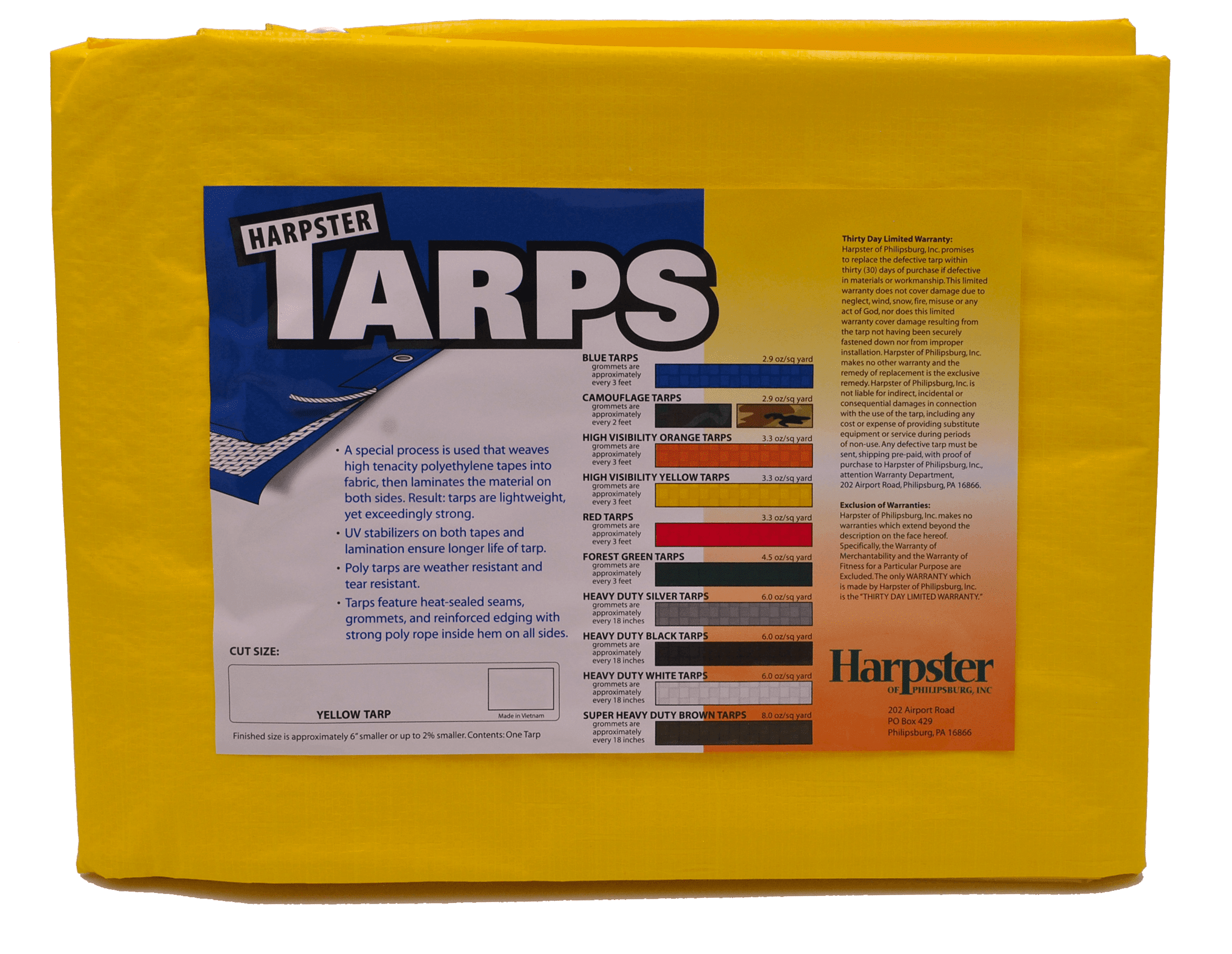 Harpster Tarps 10' x 60' Waterproof High Visibility Yellow Poly Tarp ...