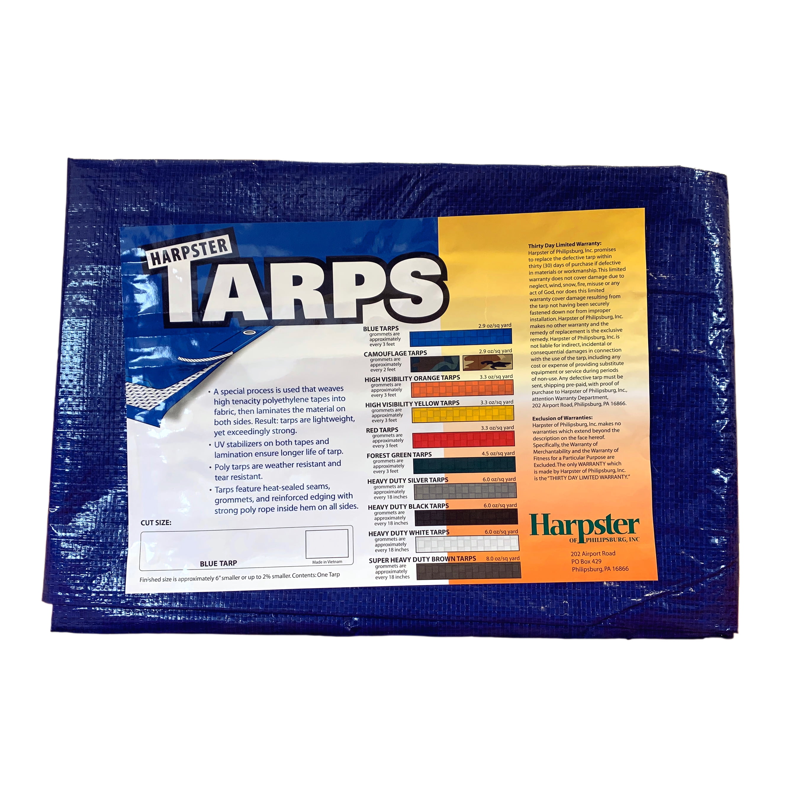 Harpster Tarps 18'x18' Blue Lightweight Economy Polyethylene Tarp ...