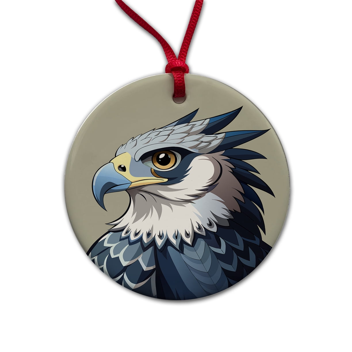 Harpy Eagle Profile Christmas Tree Holiday Round Ceramic Ornament ...