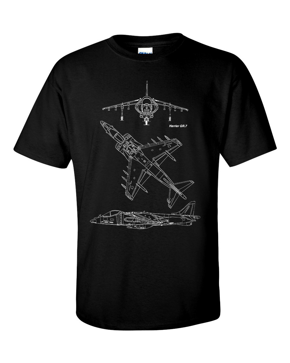 Harrier GR7 Fighter Aircraft Technical Drawing Blueprint RAF T-Shirt ...
