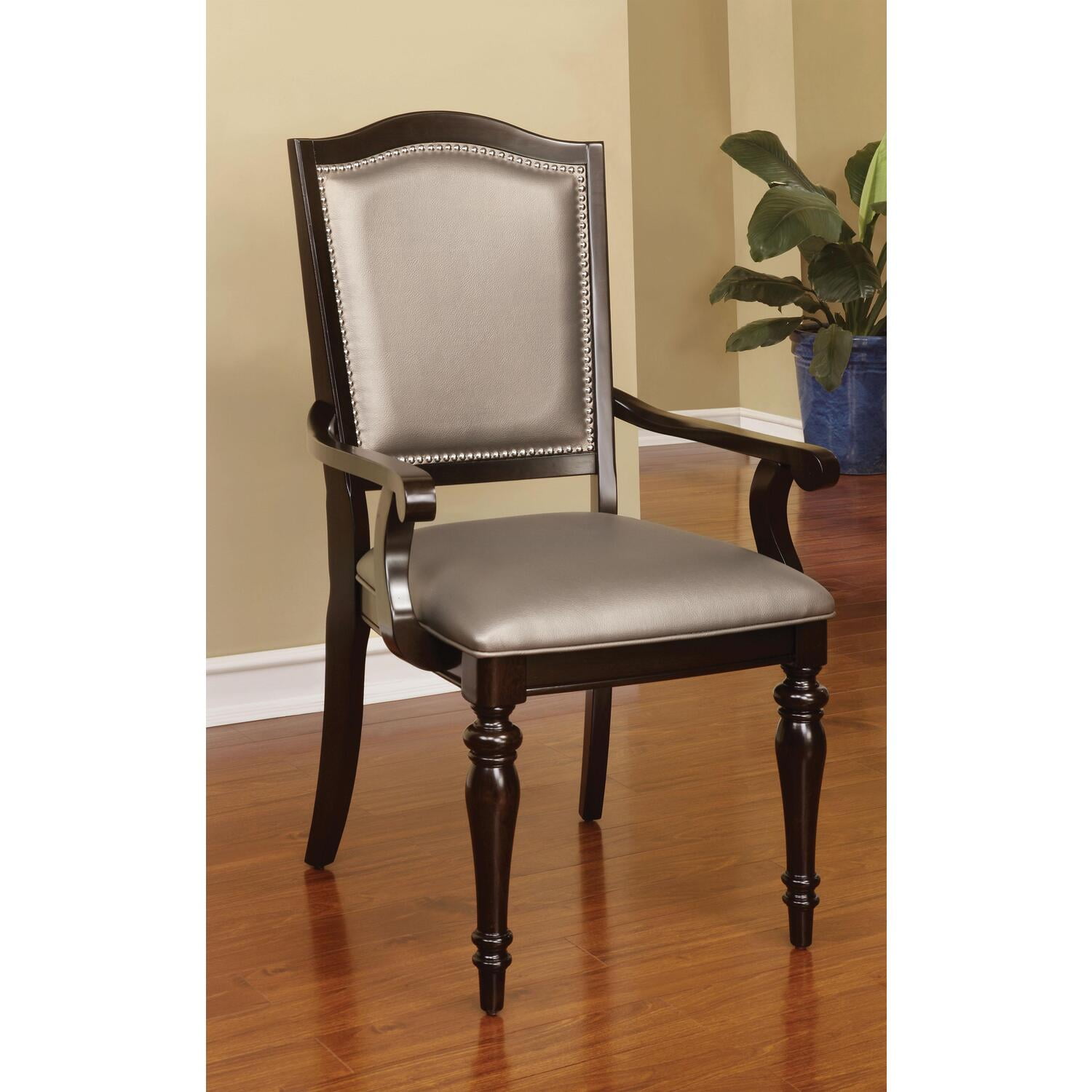 Harrington Transitional Arm Chair, Dark Brown, Set of 2 - Saltoro ...