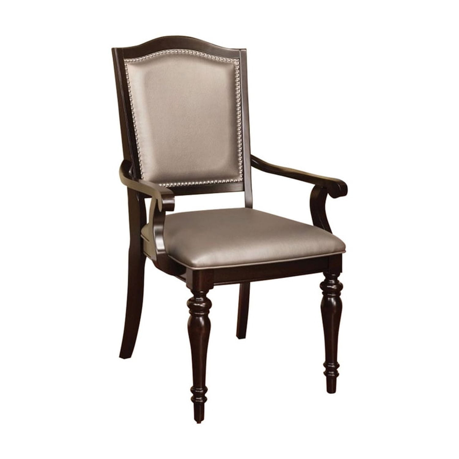 Harrington Transitional Arm Chair With PVC in cherry with set of 2 ...