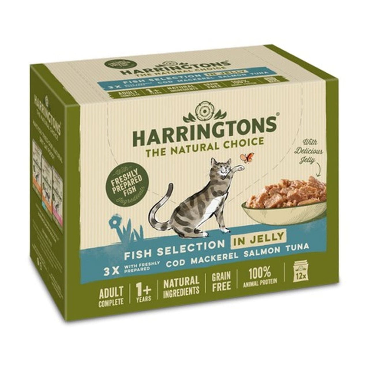 Harringtons Wet Cat Fish Selection in Jelly Cat Food 12x 85g - Walmart.com