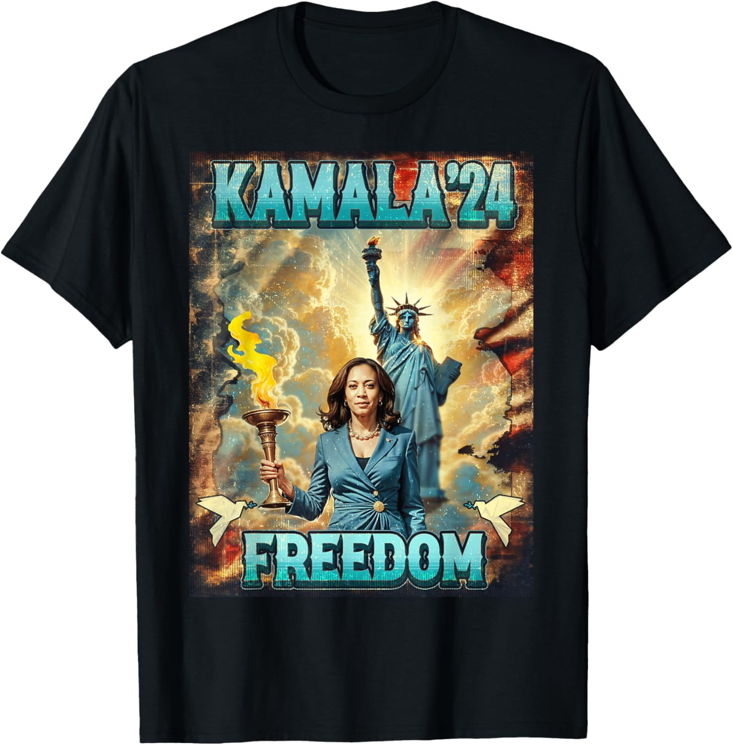 Harris 2024 statue of liberty Kamala Harris for president T-Shirt ...