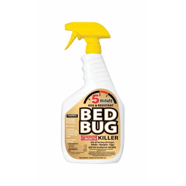Harris Bed Bug Killer Spray, 32Oz Insecticide, 5 Minute Treatment Kills ...