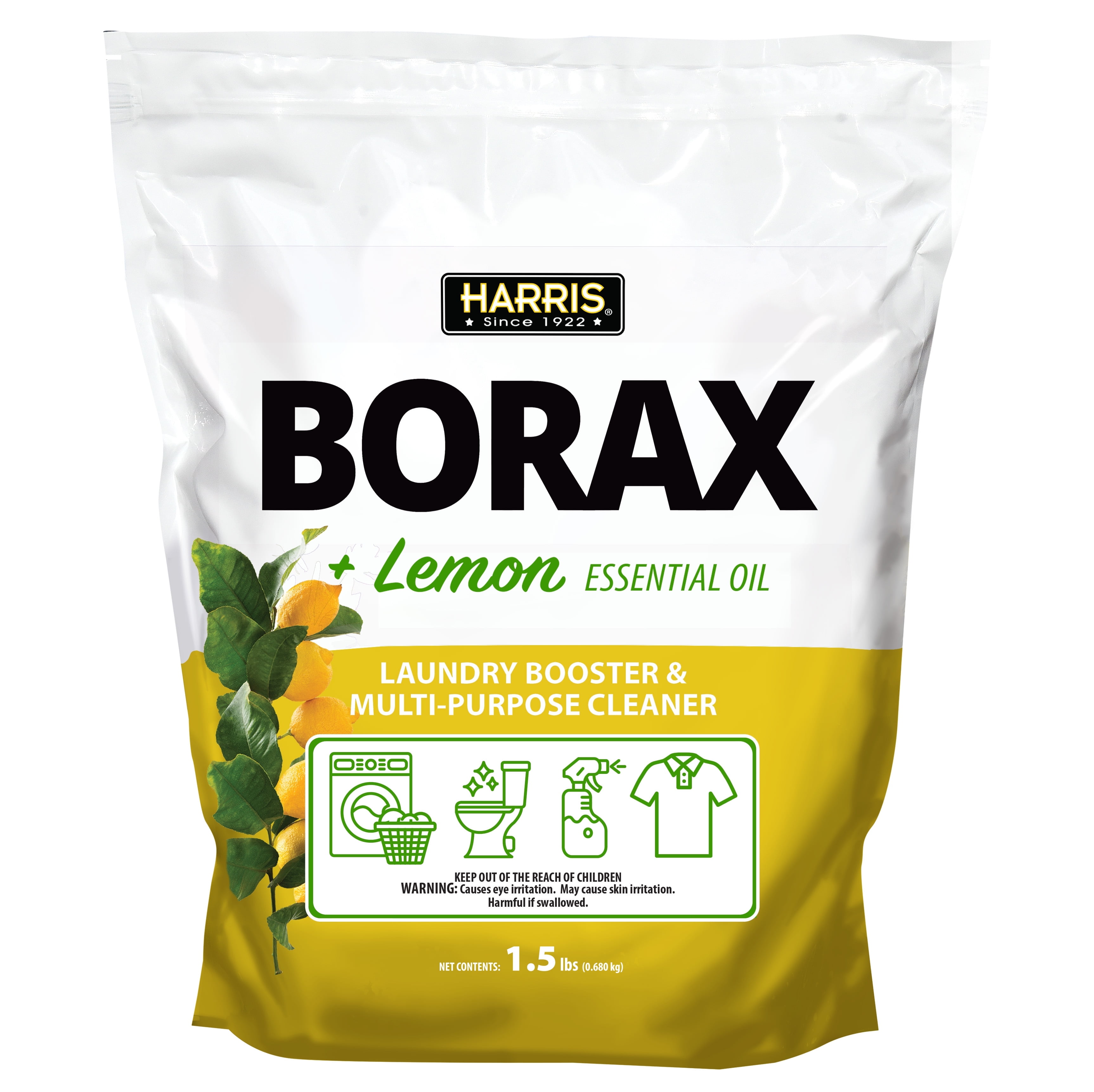 Harris Borax Laundry Booster, Lemon Scent, Multipurpose Cleaner, 1.5lb ...