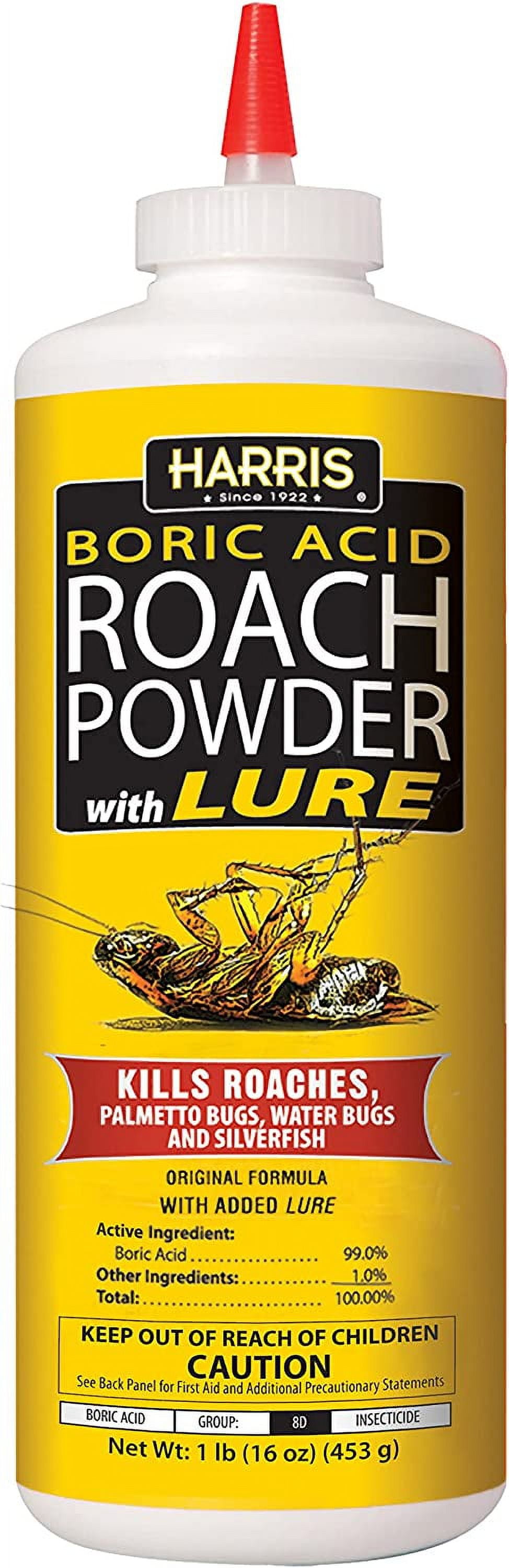 Harris Boric Acid Roach & Silverfish Killer Powder, 16oz, Pet-Friendly ...