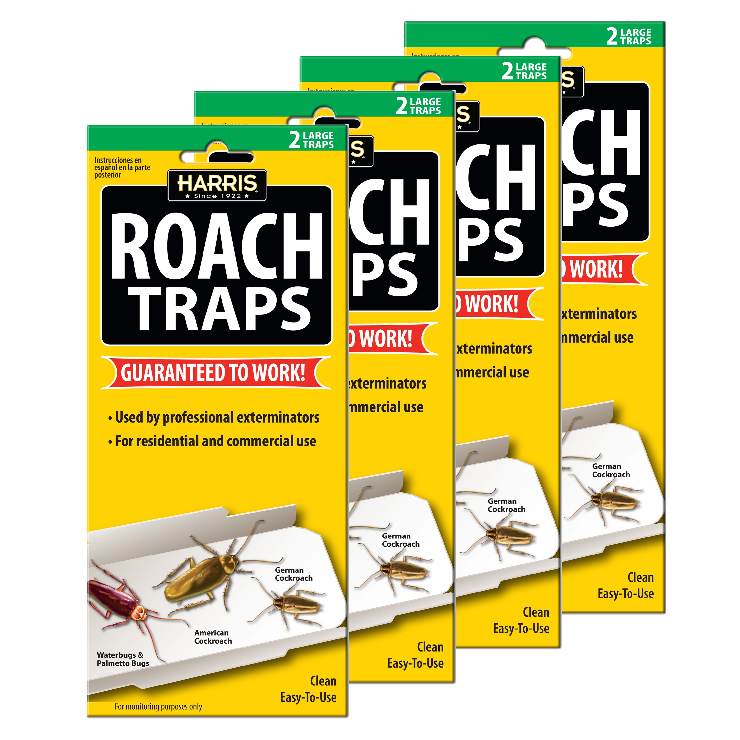 Harris Roach Traps 4 Pack, Indoor Use, Small Cockroach Motel, Low ...