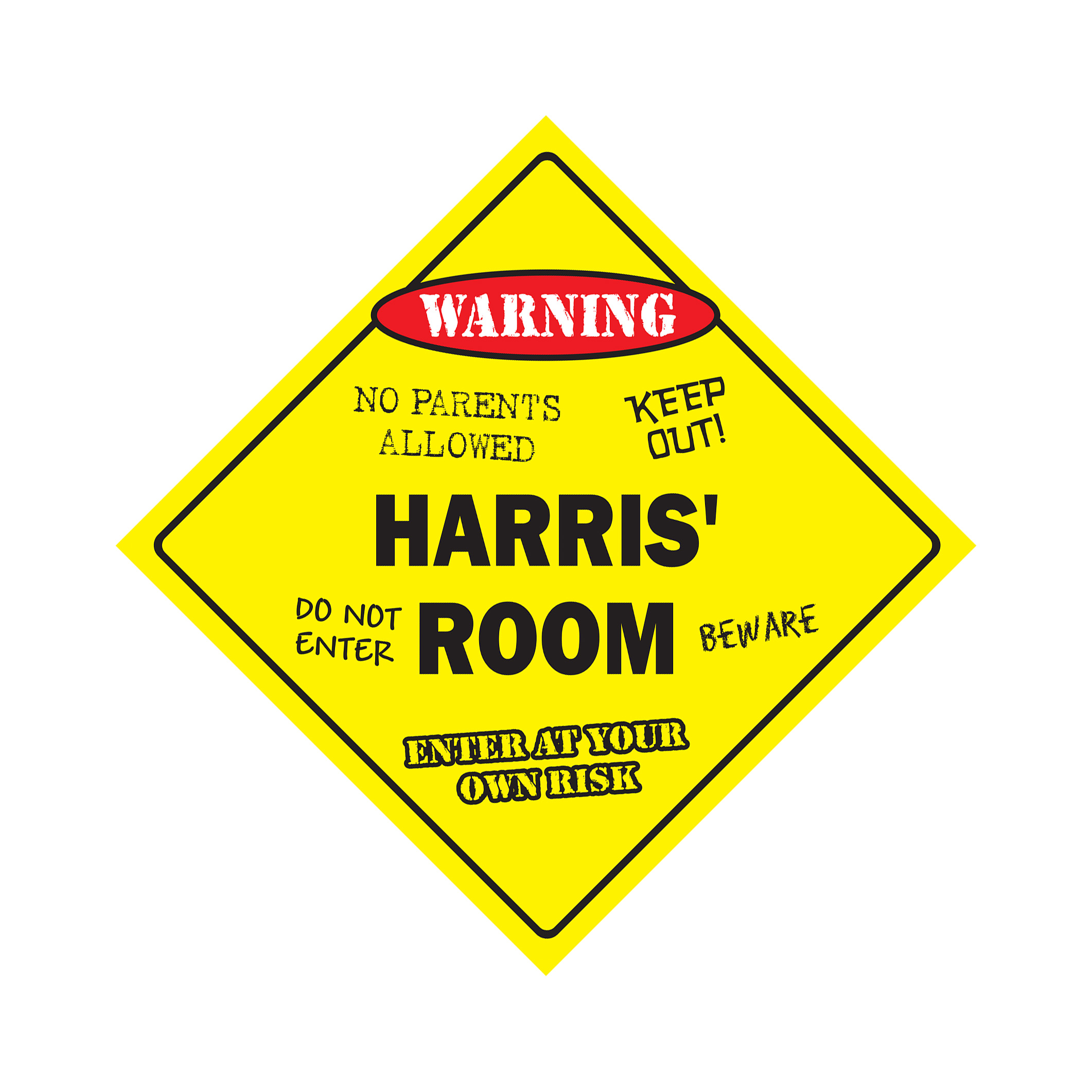 Harris' Room Sign Crossing Zone Xing | Indoor/Outdoor | 14" Tall kids ...