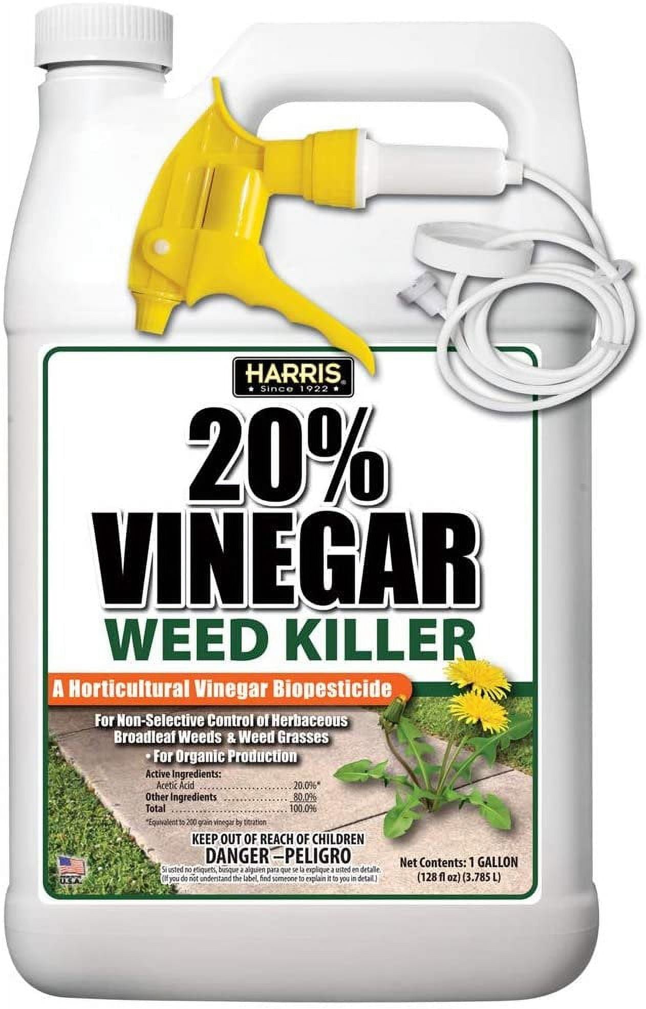 Harris Strong Vinegar Lawn Kill Spray, Organic Weed & Grass Killer, 1 ...