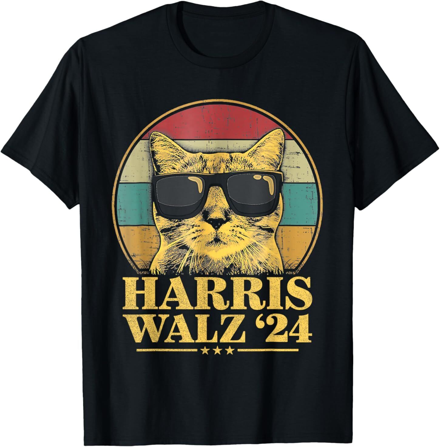 Harris Waltz 2024 Election Cat Lady Kamala Harris Tim Waltz T-Shirt ...