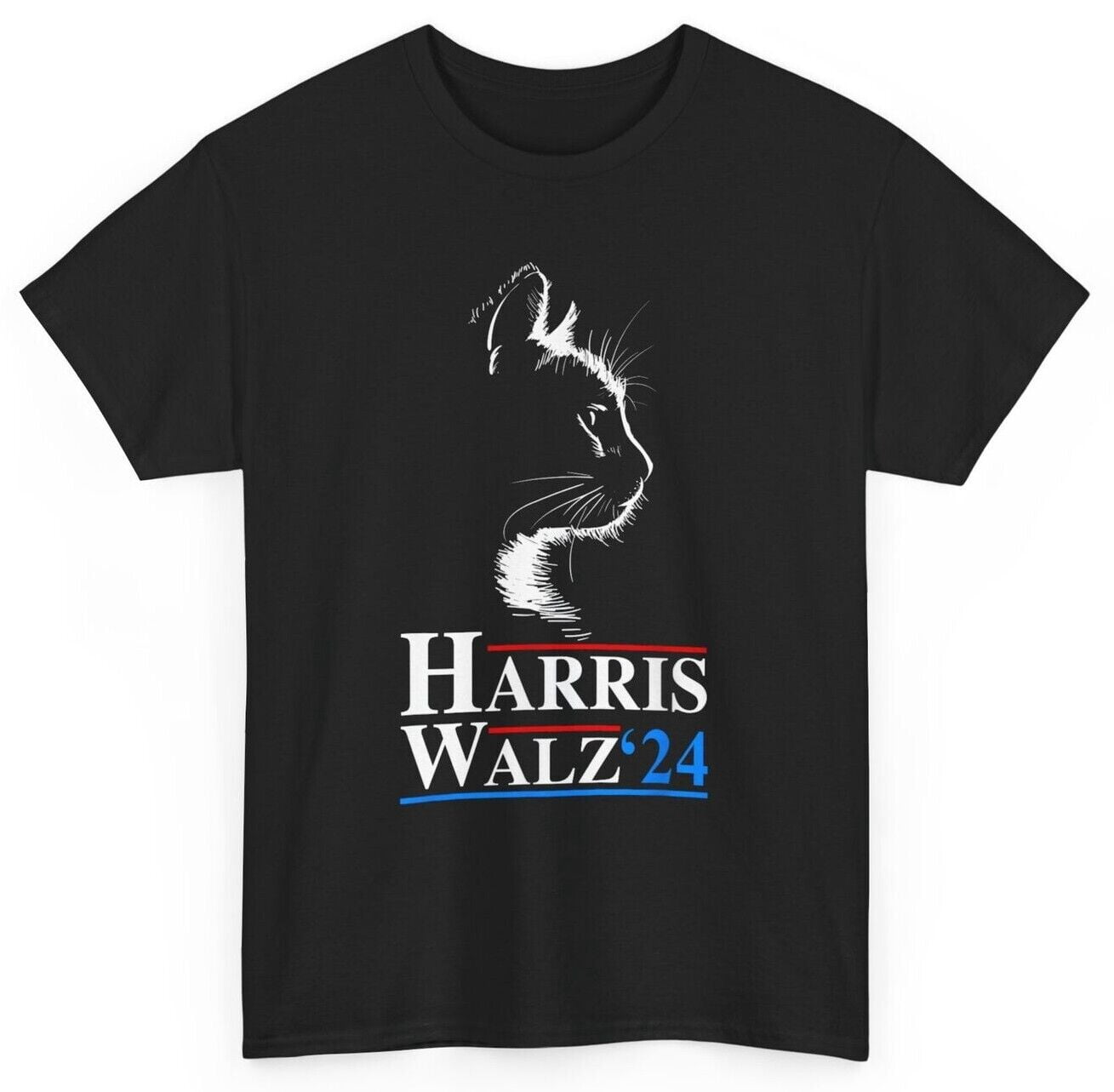 Harris Waltz 2024 Election Funny Cat Kamala Harris Tim Walz T-Shirt ...