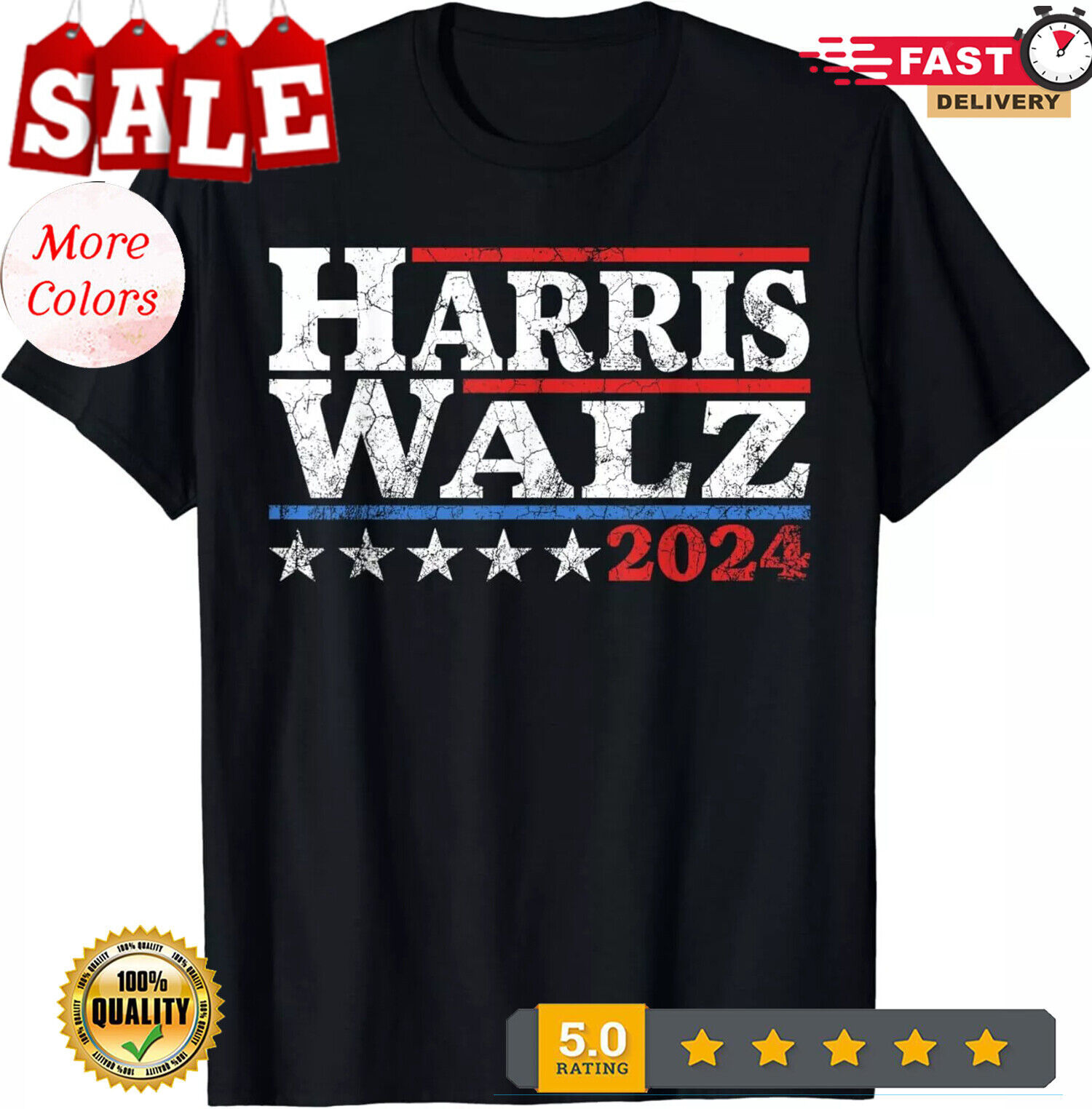 Harris Waltz 2024 Election Kamala Harris Tim Waltz 2024 T-Shirt S-5XL ...