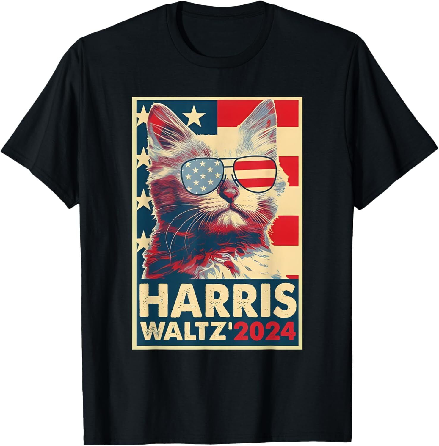 Harris Waltz 2024 Election Kamala Harris Tim Waltz Cat Unisex T-Shirt ...