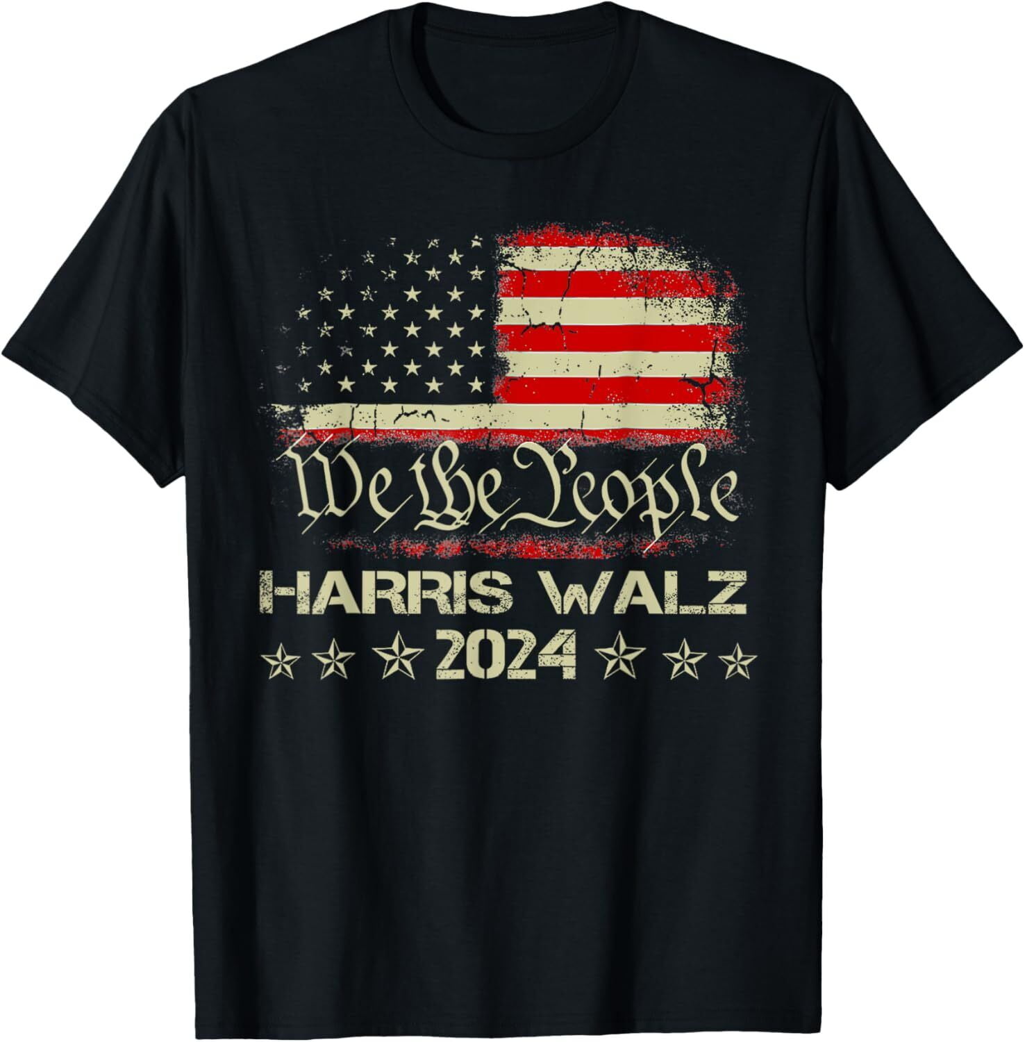 Harris Waltz 2024 Election Kamala Harris Tim Waltz USA Flag T-Shirt ...