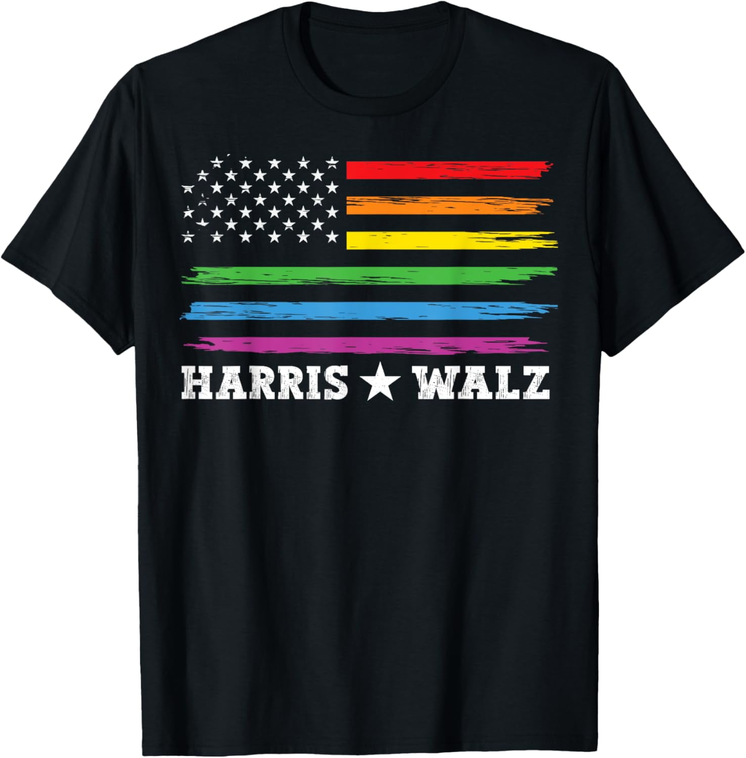 Harris Waltz 2024 Election Kamala Harris Tim Waltz USA Flag T-Shirt ...