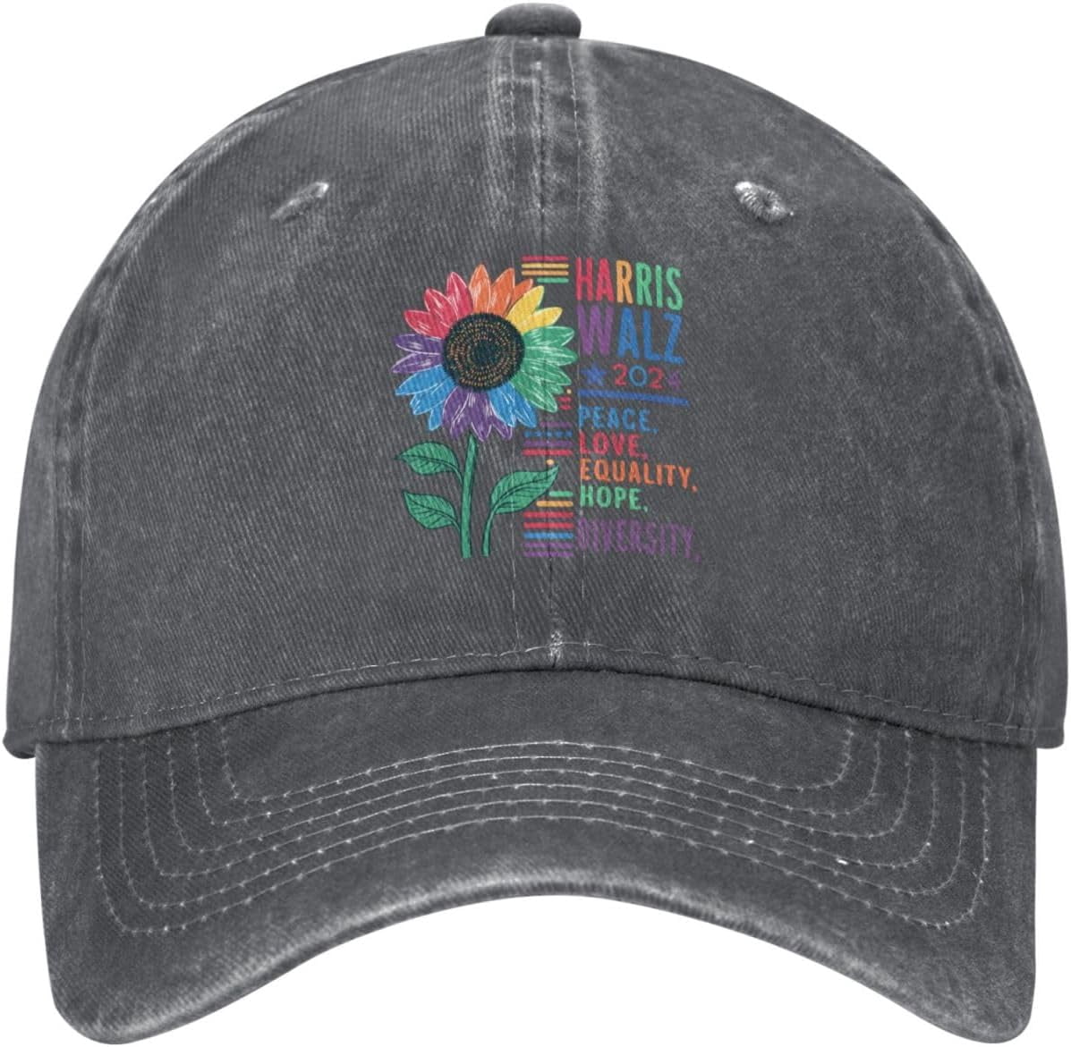 Harris Waltz 2024 LGBT Hat Kamala Harris Walz 2024 Peace Love Equality ...