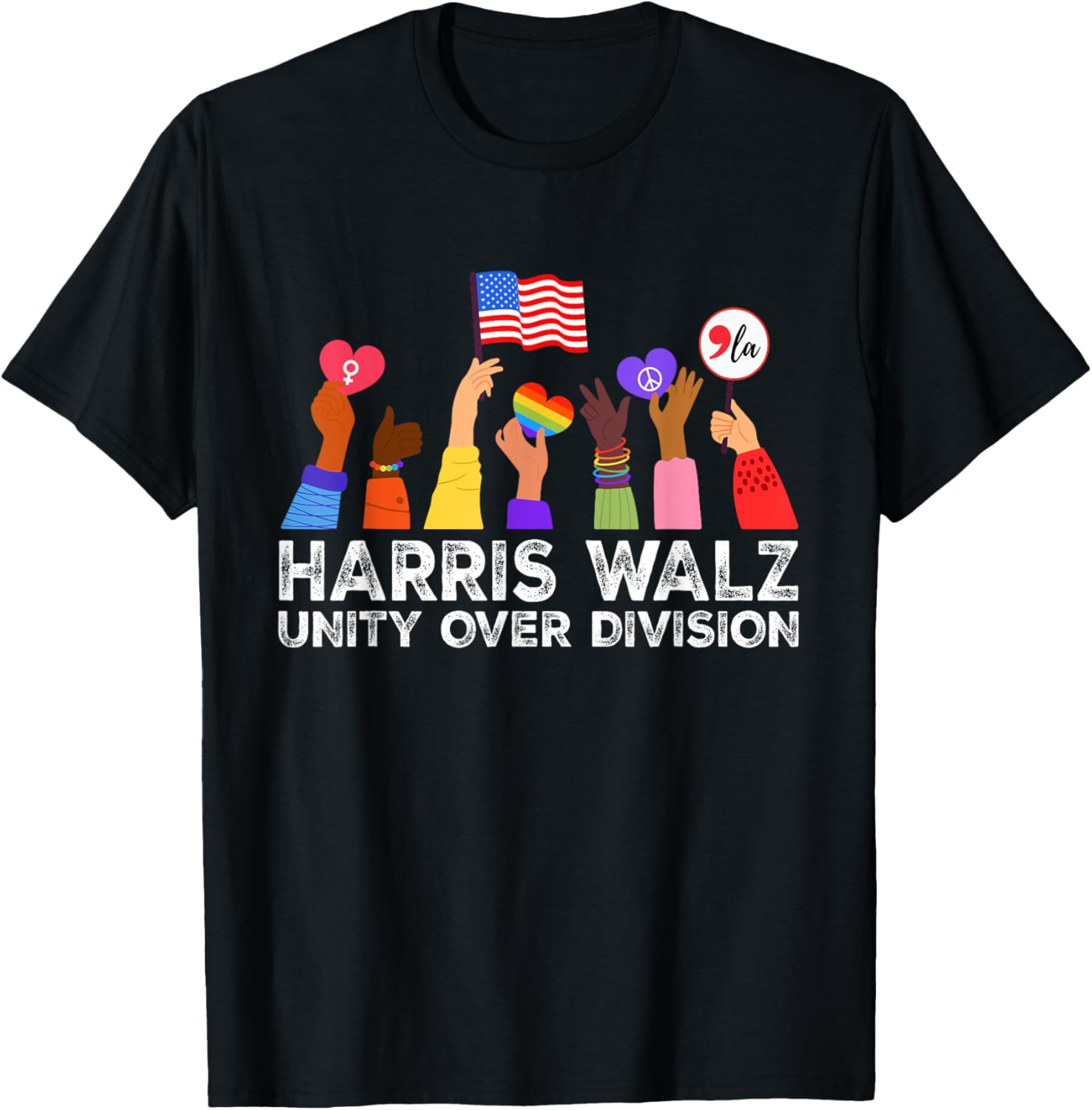 Harris Waltz 2024 Unity Over Division Kamala Harris Tim Walz T-Shirt ...