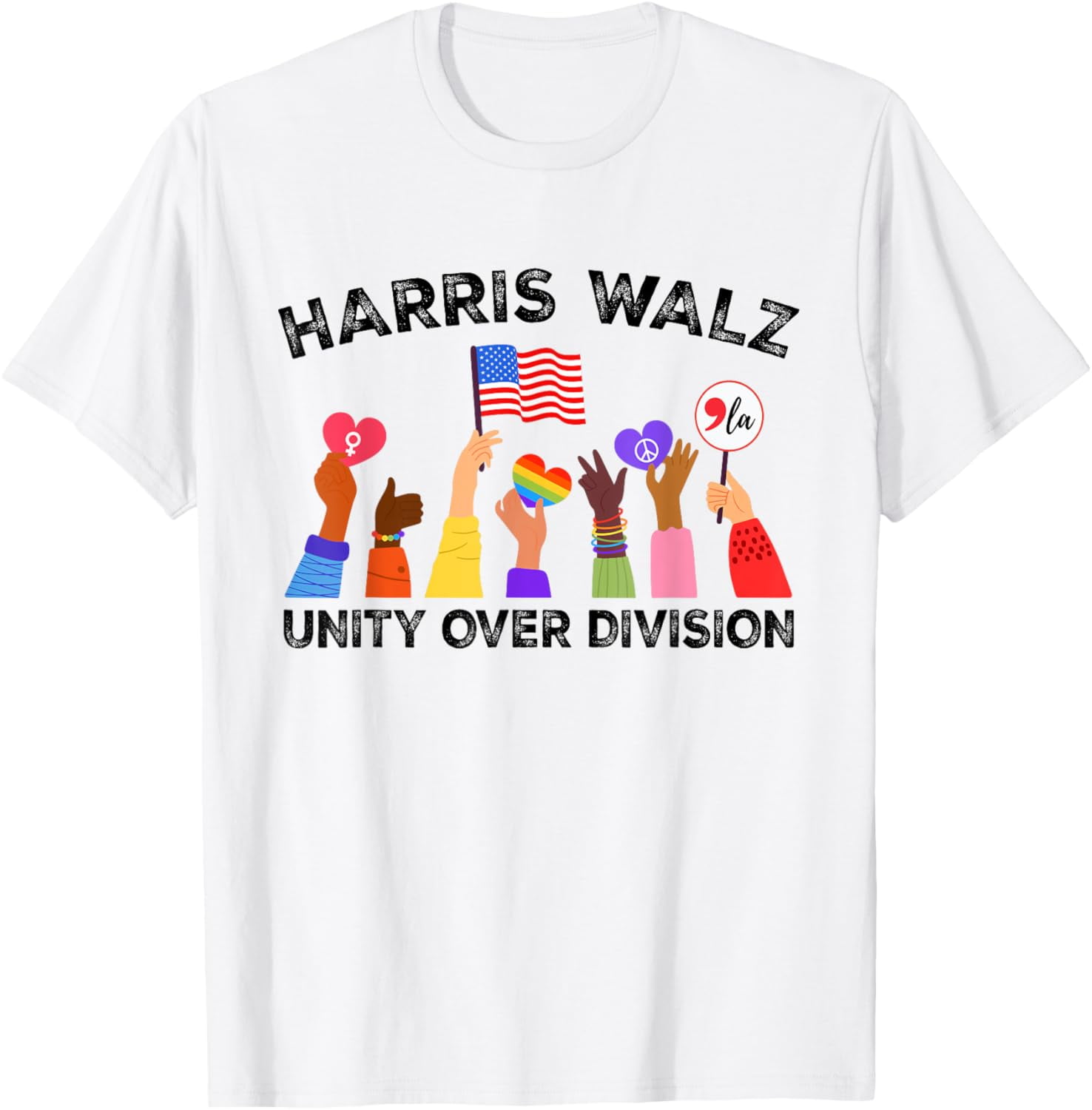Harris Waltz 2024 Unity Over Division Kamala Harris Tim Walz T-Shirt ...