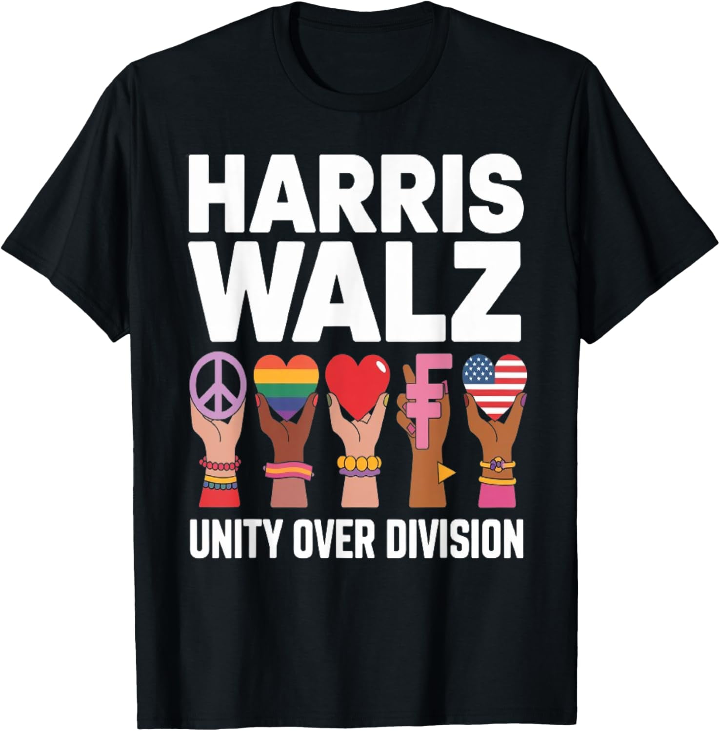 Harris Waltz 2024 Unity Over Division Funny Creative Graphic T-Shirt ...