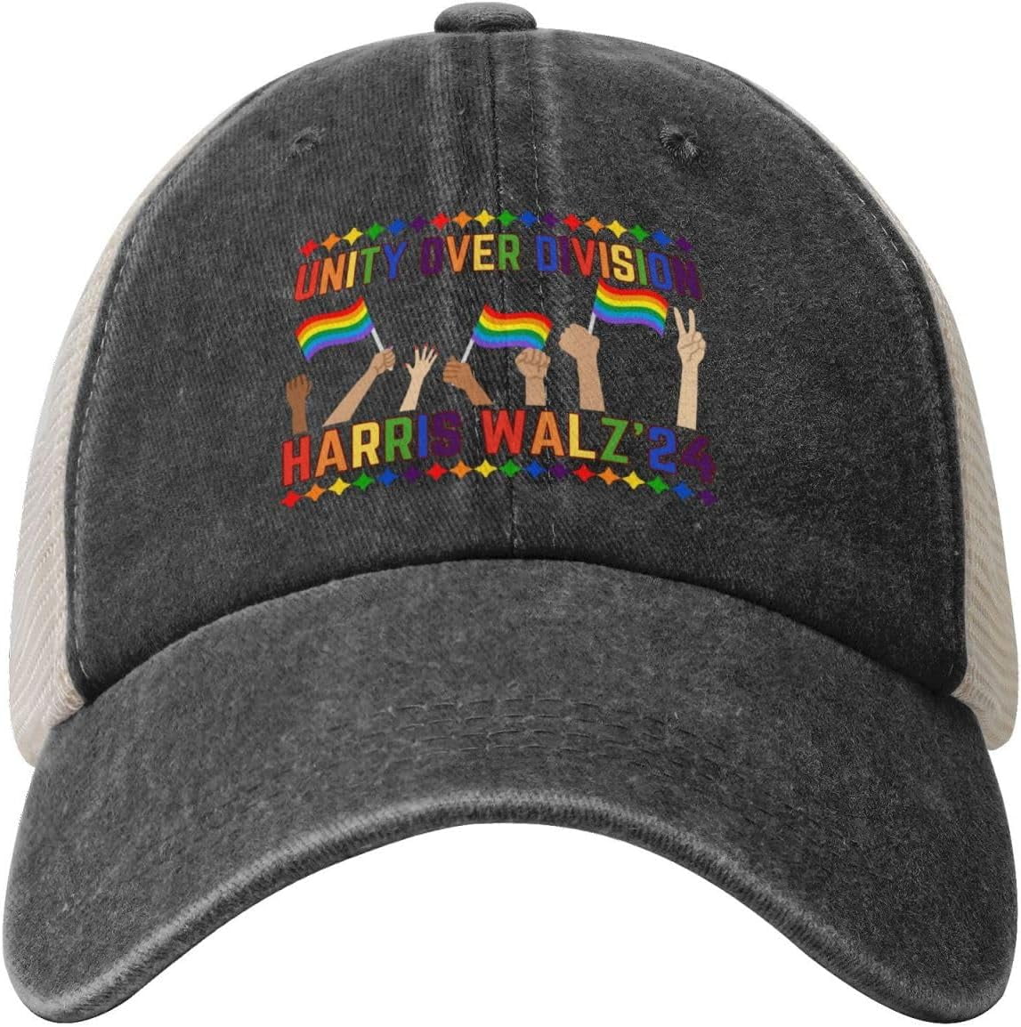 Harris Waltz 2024 Unity Over Division Trucker Hat LGBTQ for Kamala Walz ...