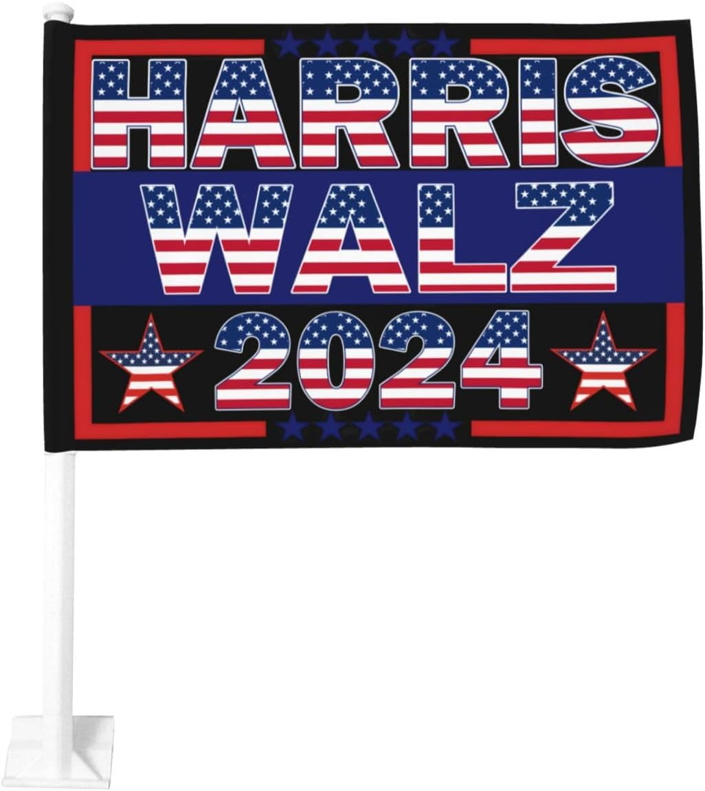 Harris Walz 2024 Double Sided Car Flags - 12" x 18" Car Flag Window ...