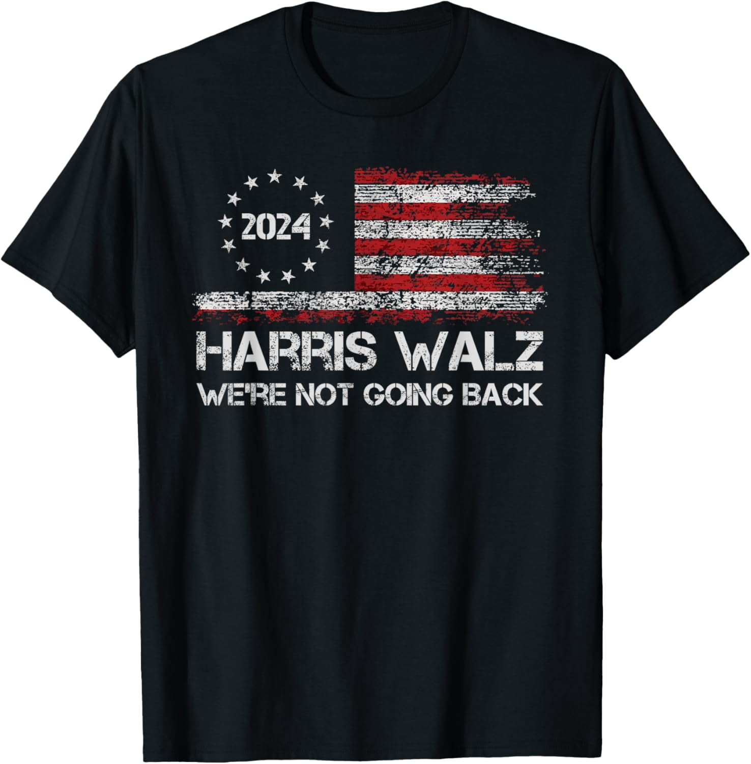 Harris Walz 2024 Election Kamala Harris Tim Waltz US Flag T-Shirt ...