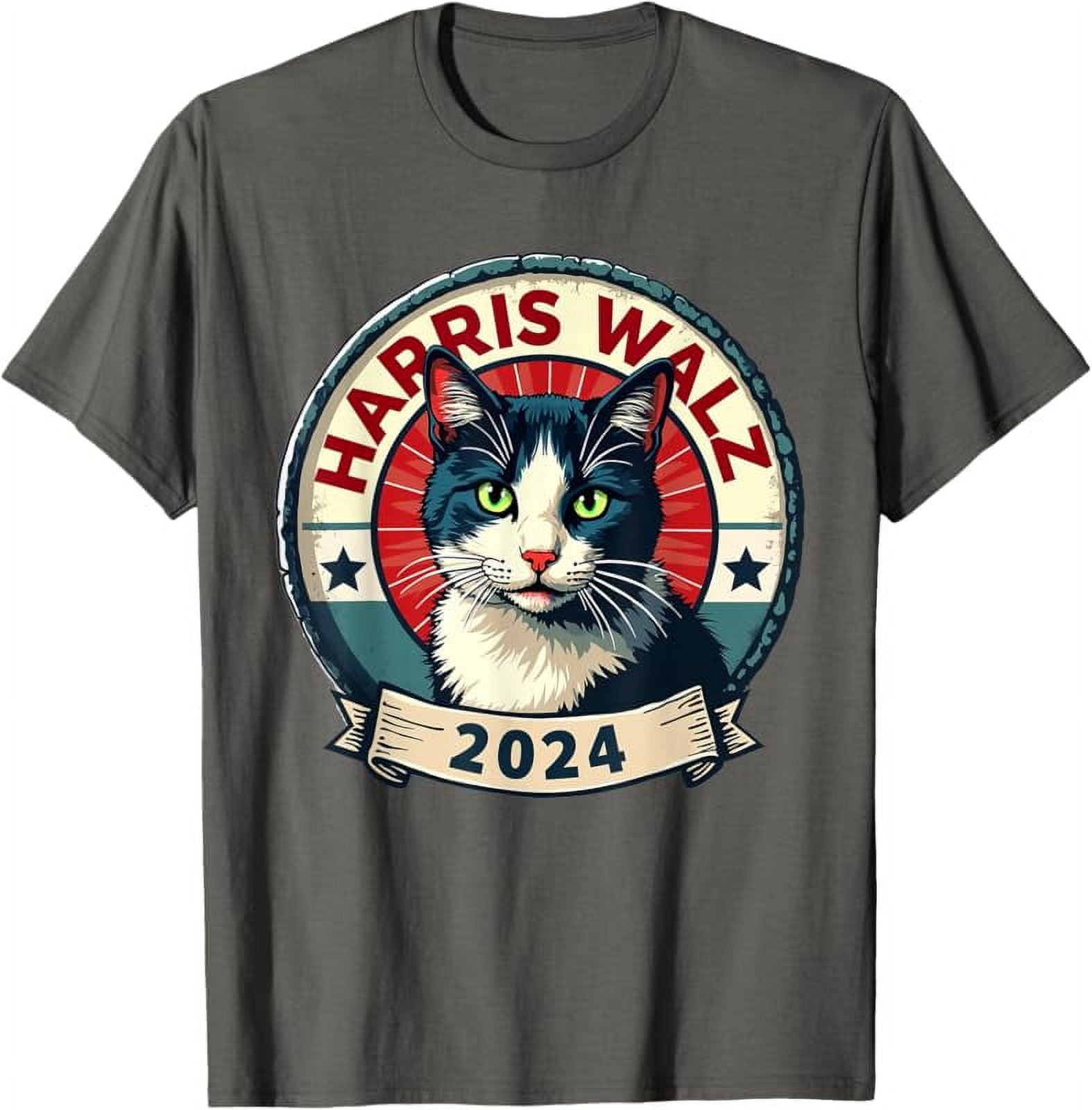 Harris Walz 2024 Fun Cat Election Camara Harris Tim Waltz T-shirt ...