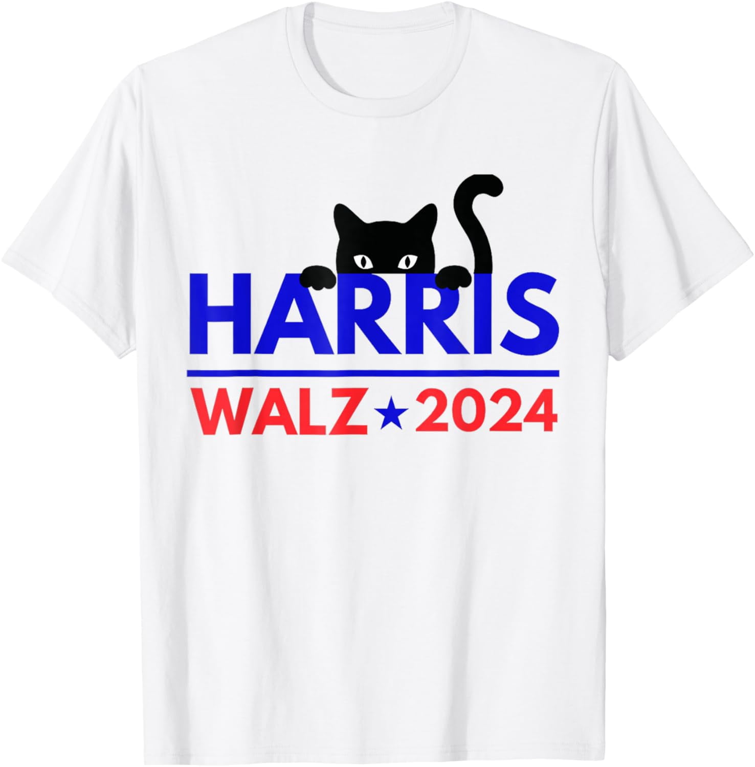 Harris Walz 2024 Funny Cat Election Kamala Harris Tim Waltz T-Shirt ...