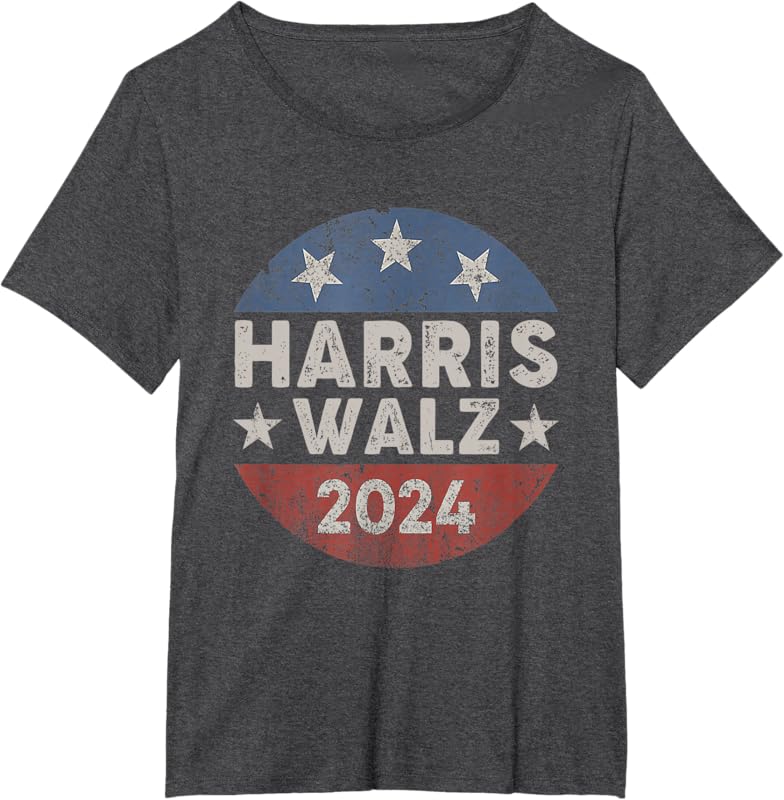 Harris Walz 2024 vintage button Camara Harris Tim Walz T-shirt, black ...