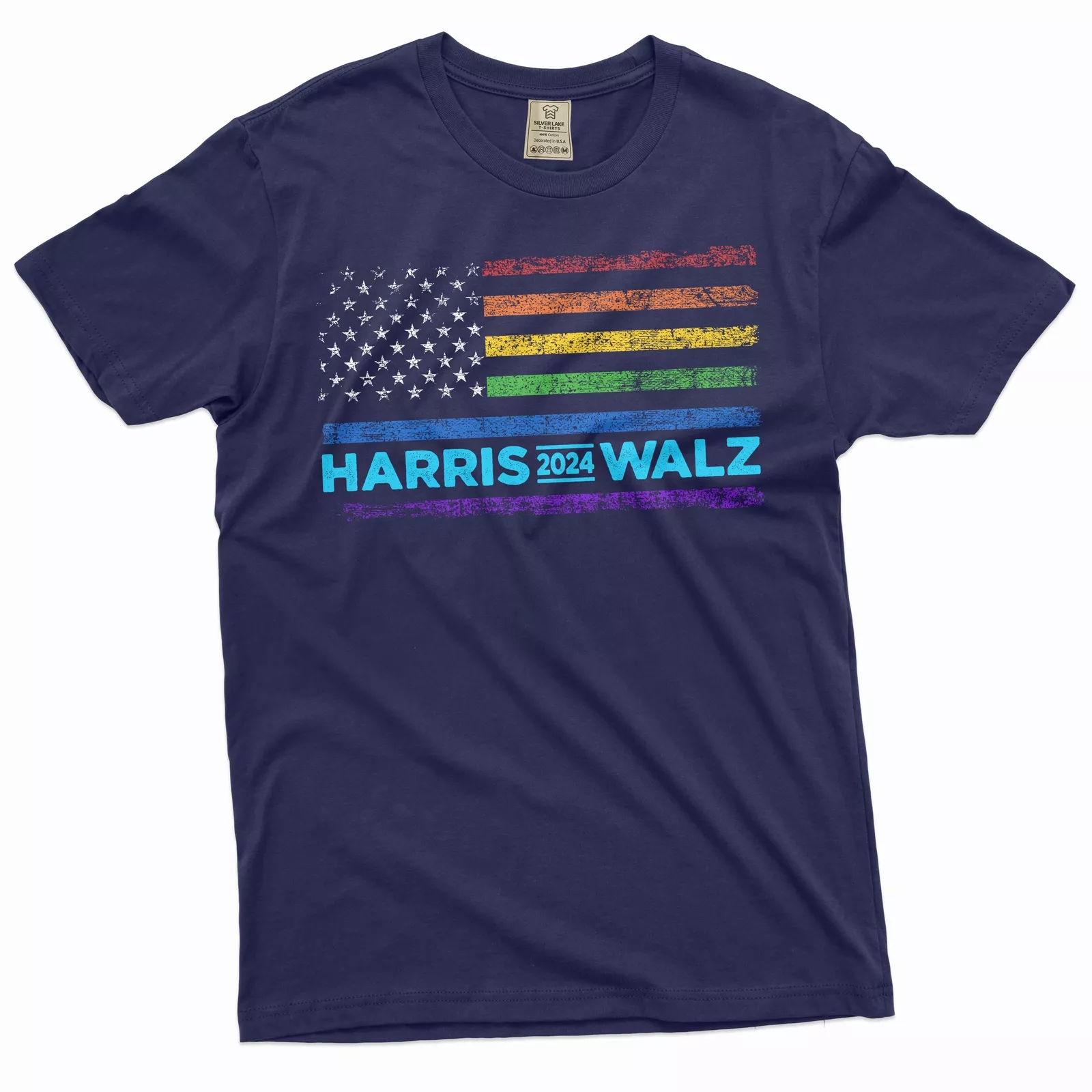 Harris Walz LGBT USA Flag T-shirt LGBT Liberal Shirts Democrat T-Shirts ...