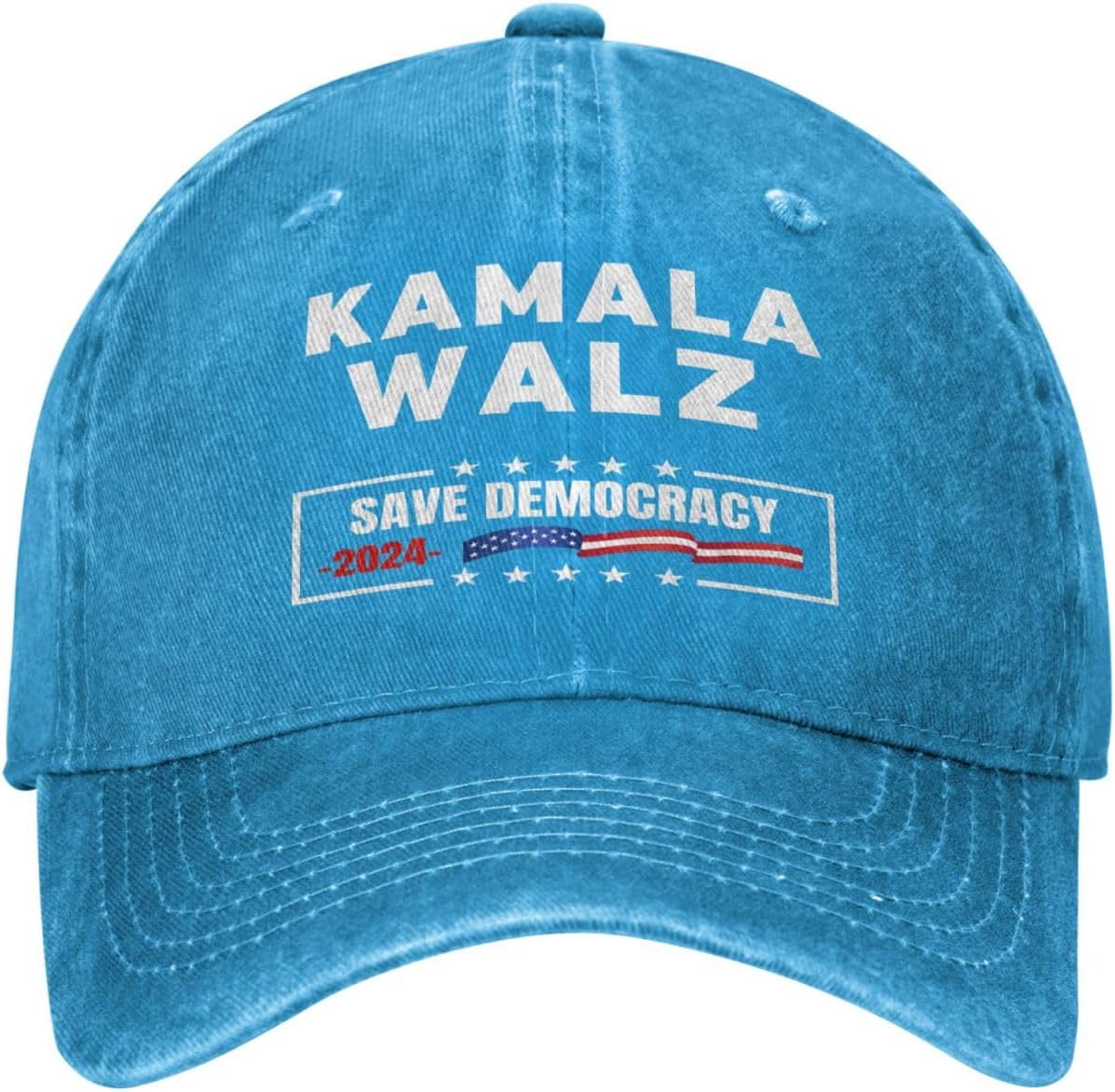 Harris Walz Save Democracy hat Vote Blue 2024 Election Denim Retro ...