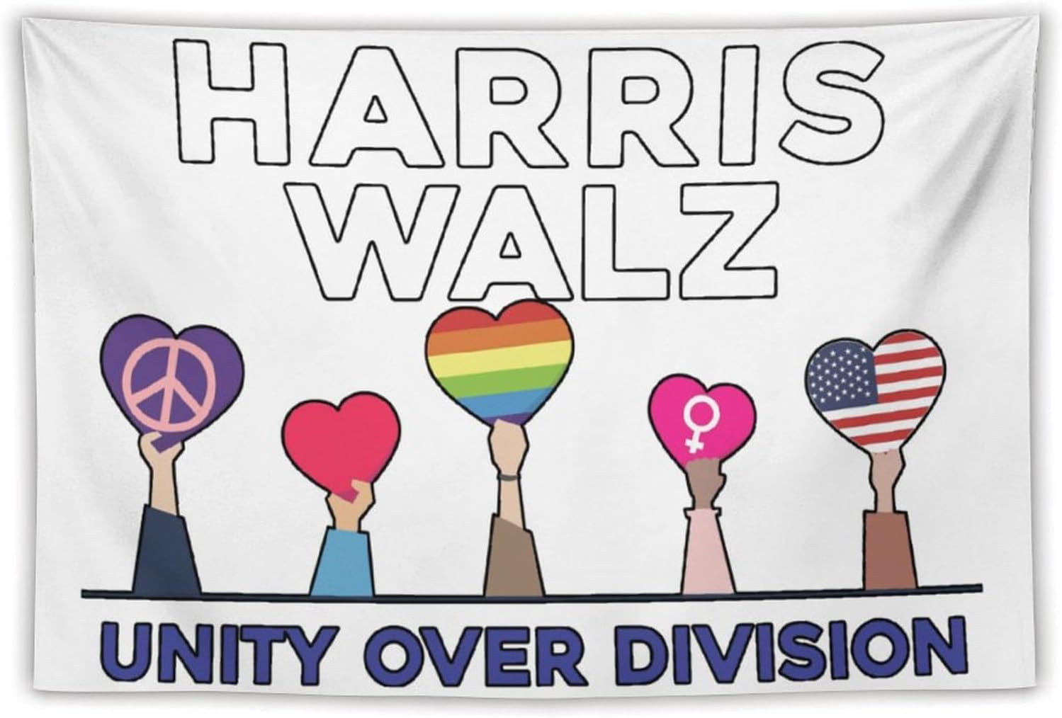 Harris Walz Unity Over Division Tapestries 40"x60" Wall Art Banner ...